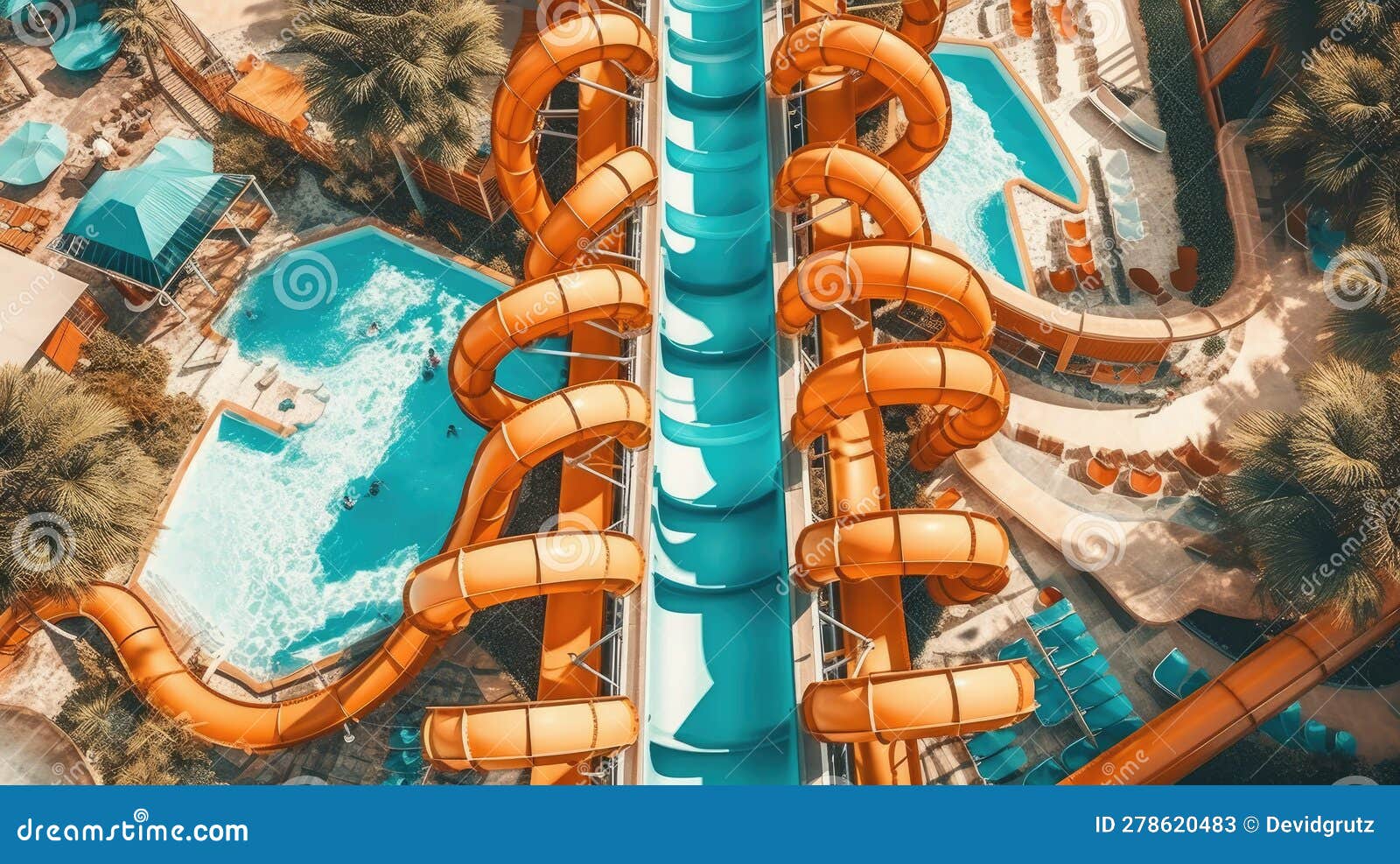Close-up Overhead View of a Water Slide. Generative AI Stock Image ...