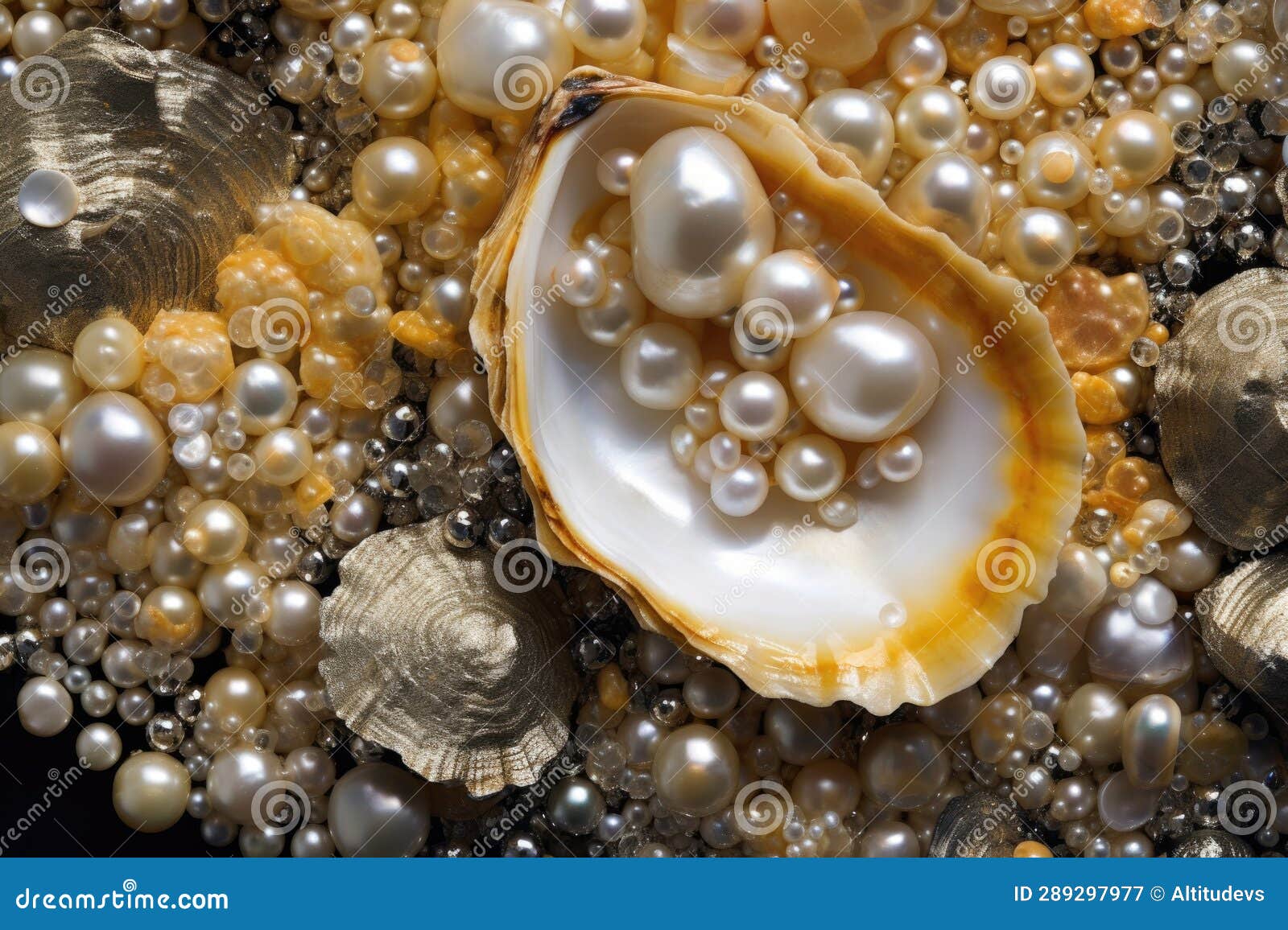 Close-up of Oyster Shells with Pearls Inside Stock Image - Image of ...