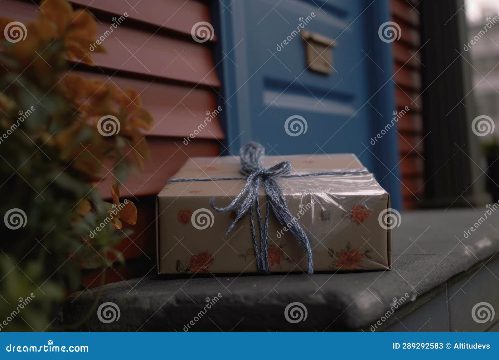 Close-up of a Package on a Doorstep with a Doorbell Stock Image - Image ...
