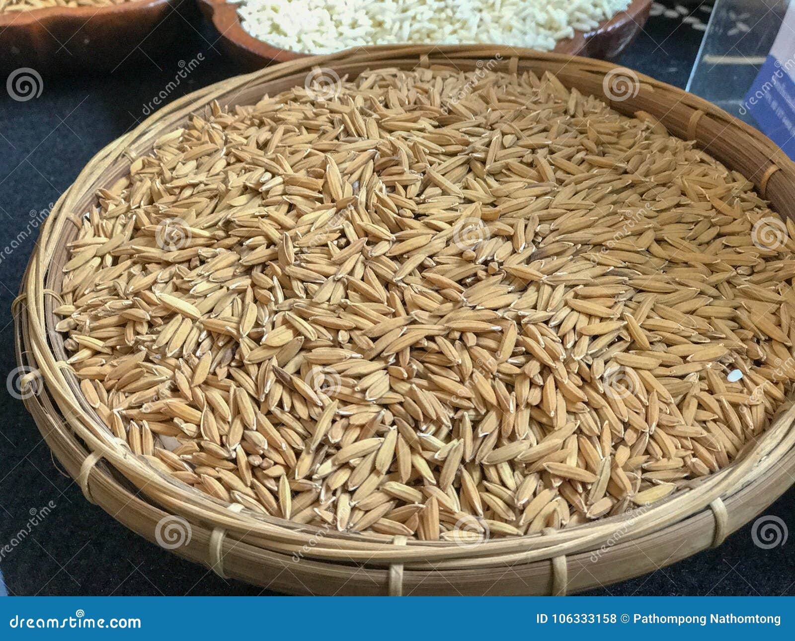 Paddy rice in the basket stock photo. Image of agricultural - 106333158