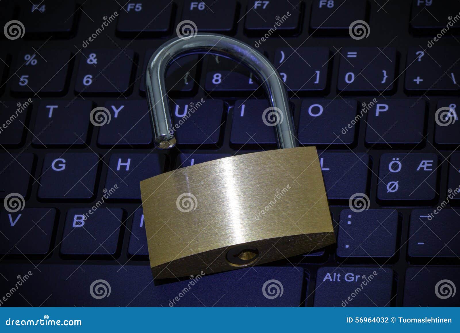 Close-up of a Padlock on a Computer Keyboard Stock Photo - Image of ...