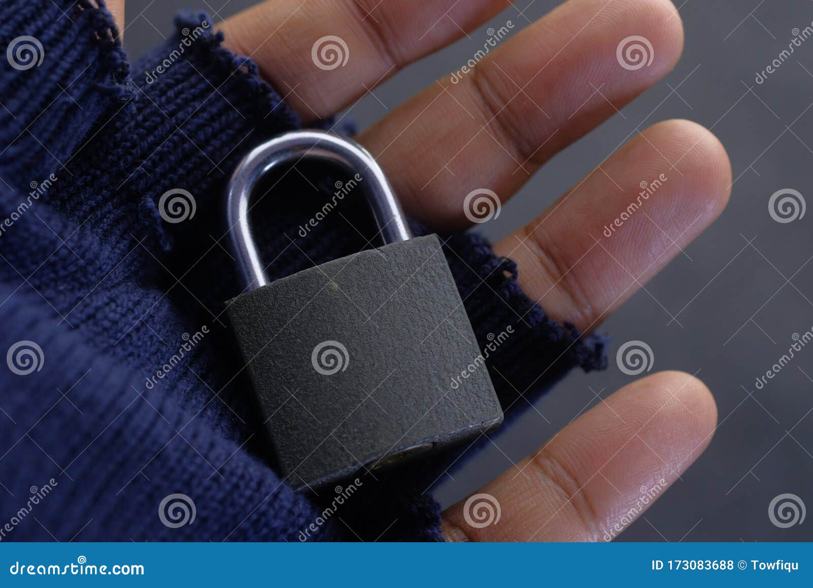 Close Up of Padlock on Hacker Hand with Gloves Stock Photo - Image of ...