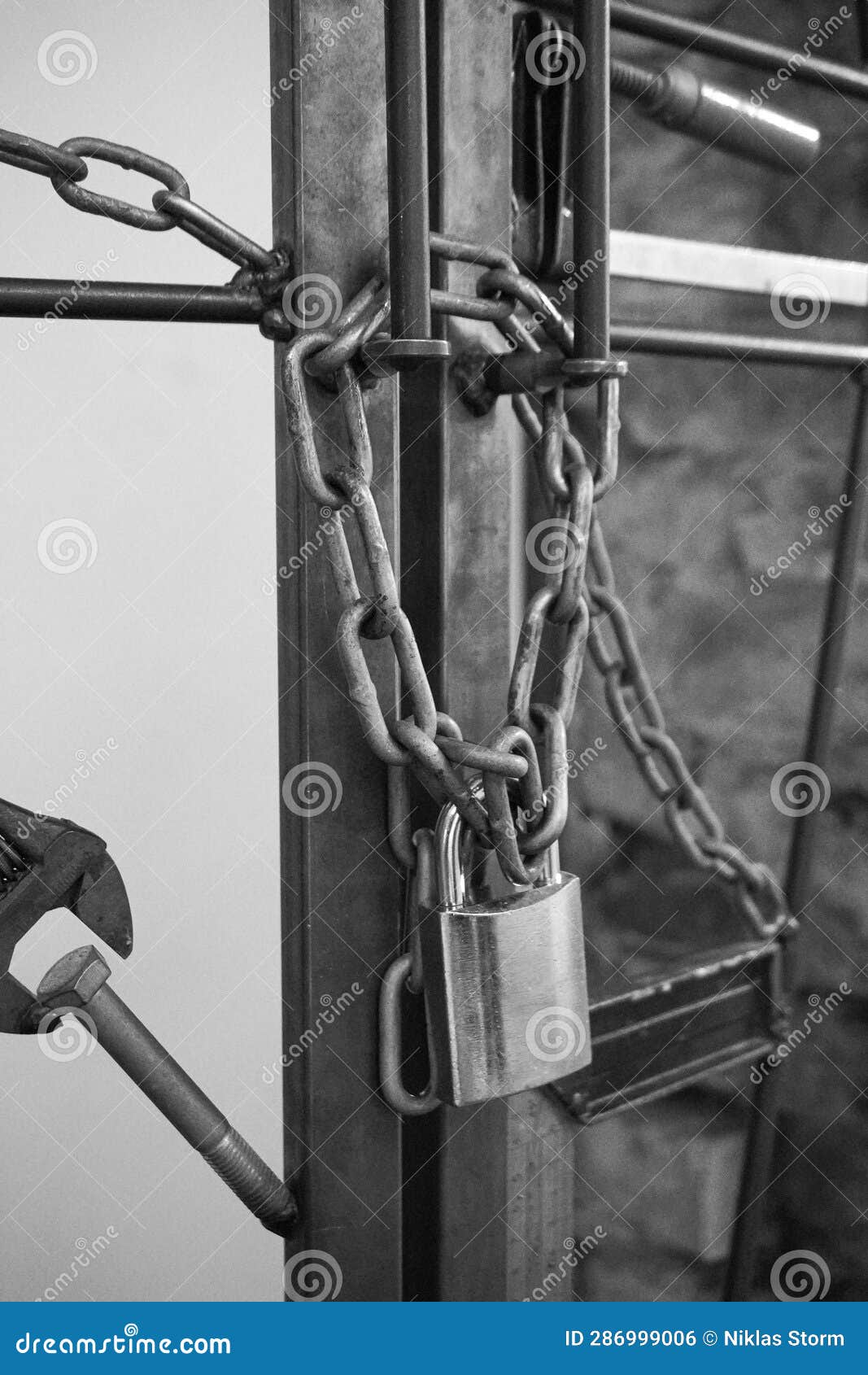 A Close Up a Padlock Hanging on Gate Stock Photo - Image of large ...