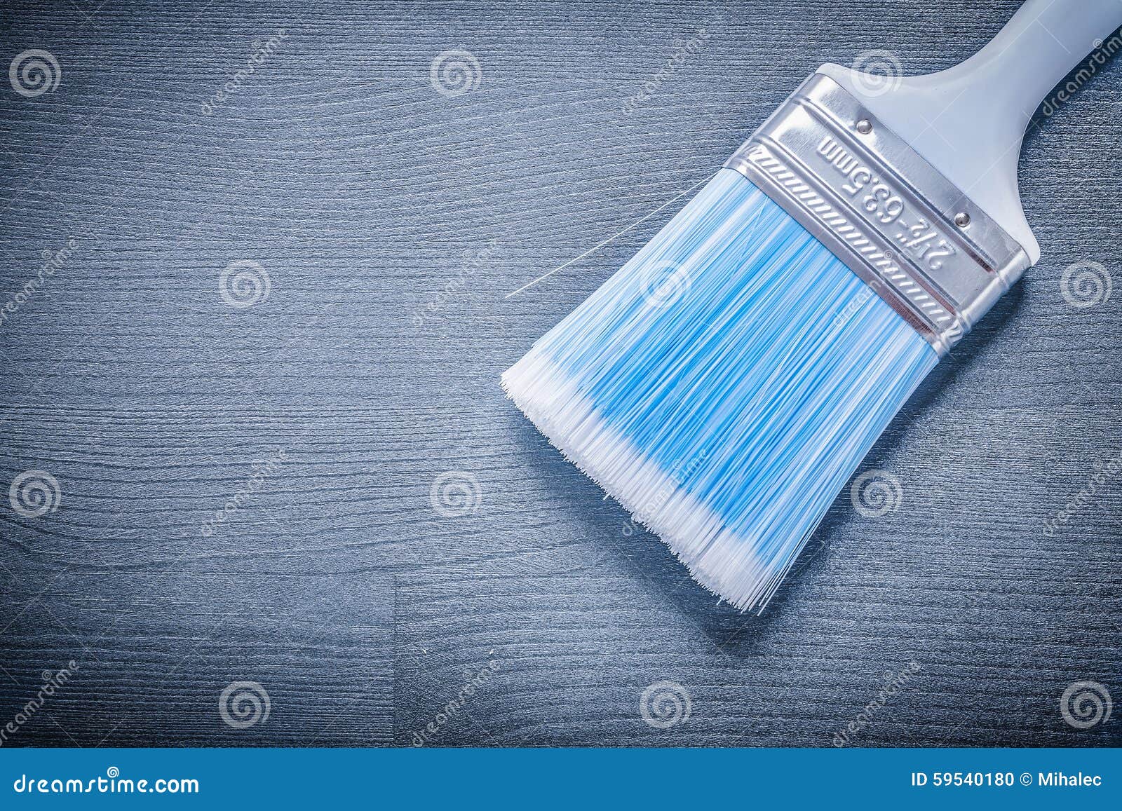 Close Up Paint Brush with Blue Bristle and White Handle Stock Photo ...