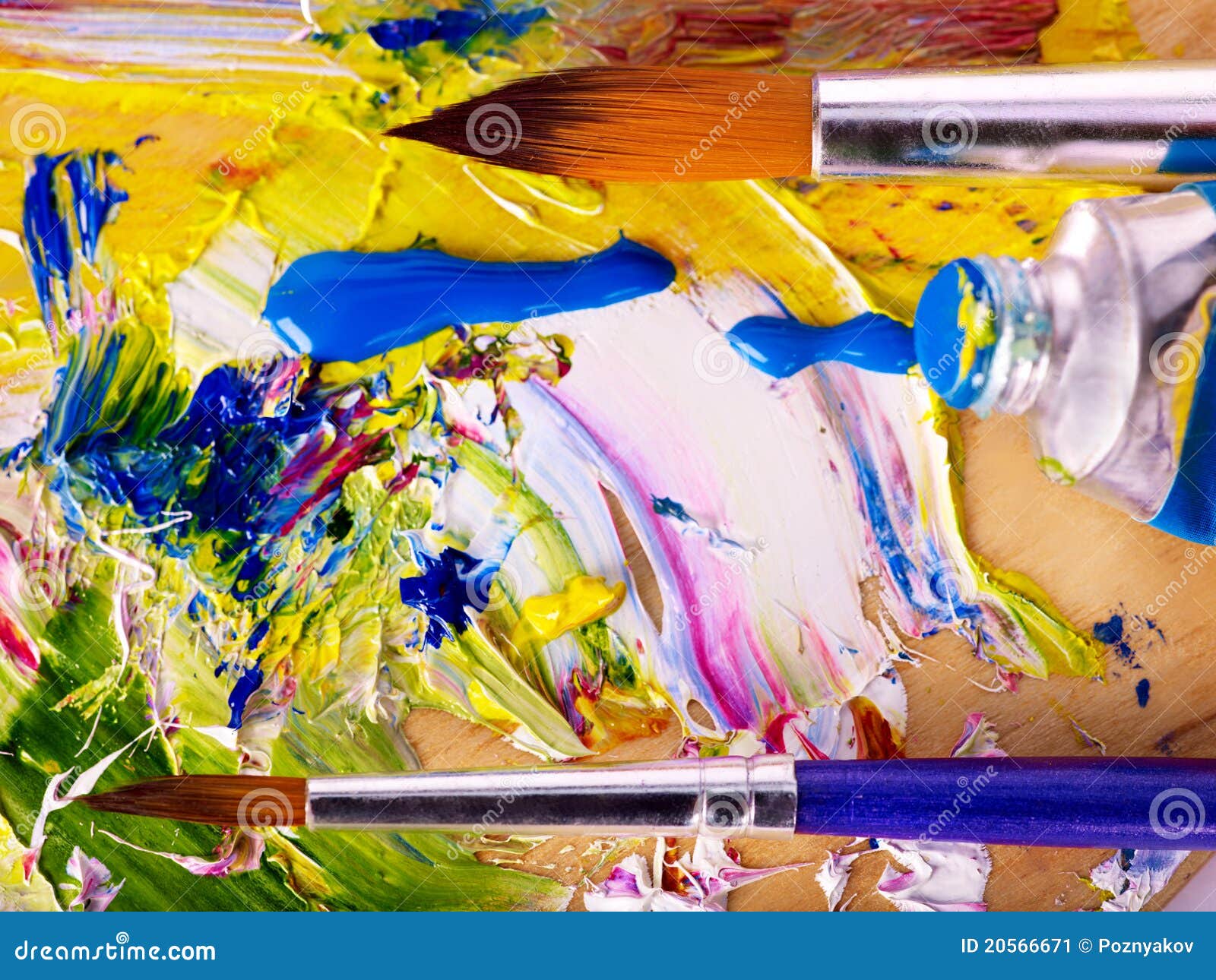 Close Up of Paint Mixed on Palette. Stock Image - Image of accessories ...