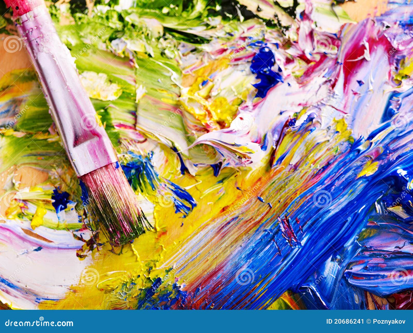Close Up Of Paint Mixed On Palette. Stock Image - Image of equipment ...