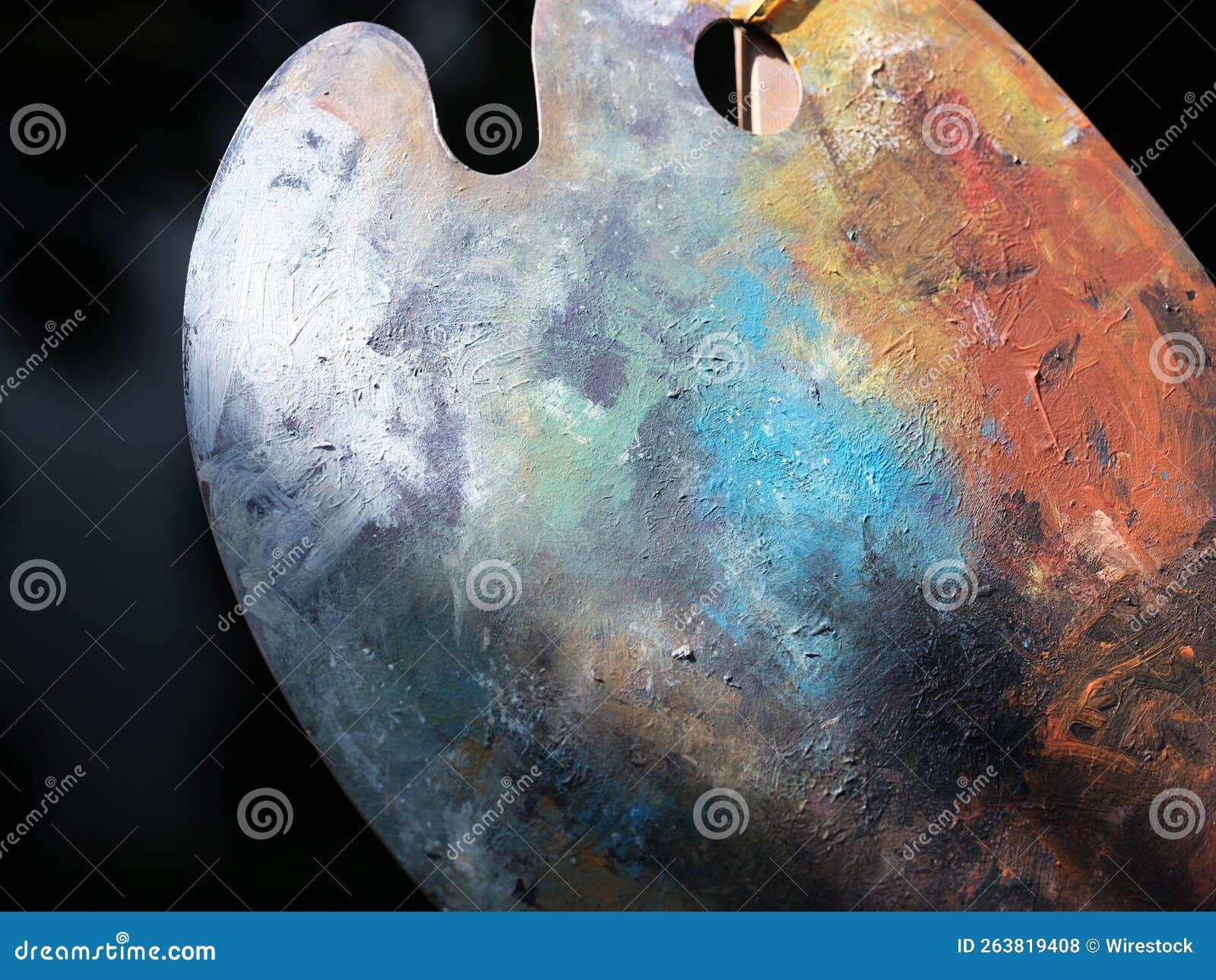 Close-up of a Paint Palette on Black Background Stock Photo - Image of ...