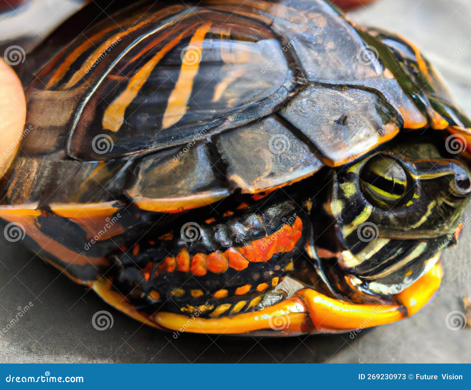 Close Up of Painted Turtle Created Using Generative Ai Technology Stock ...