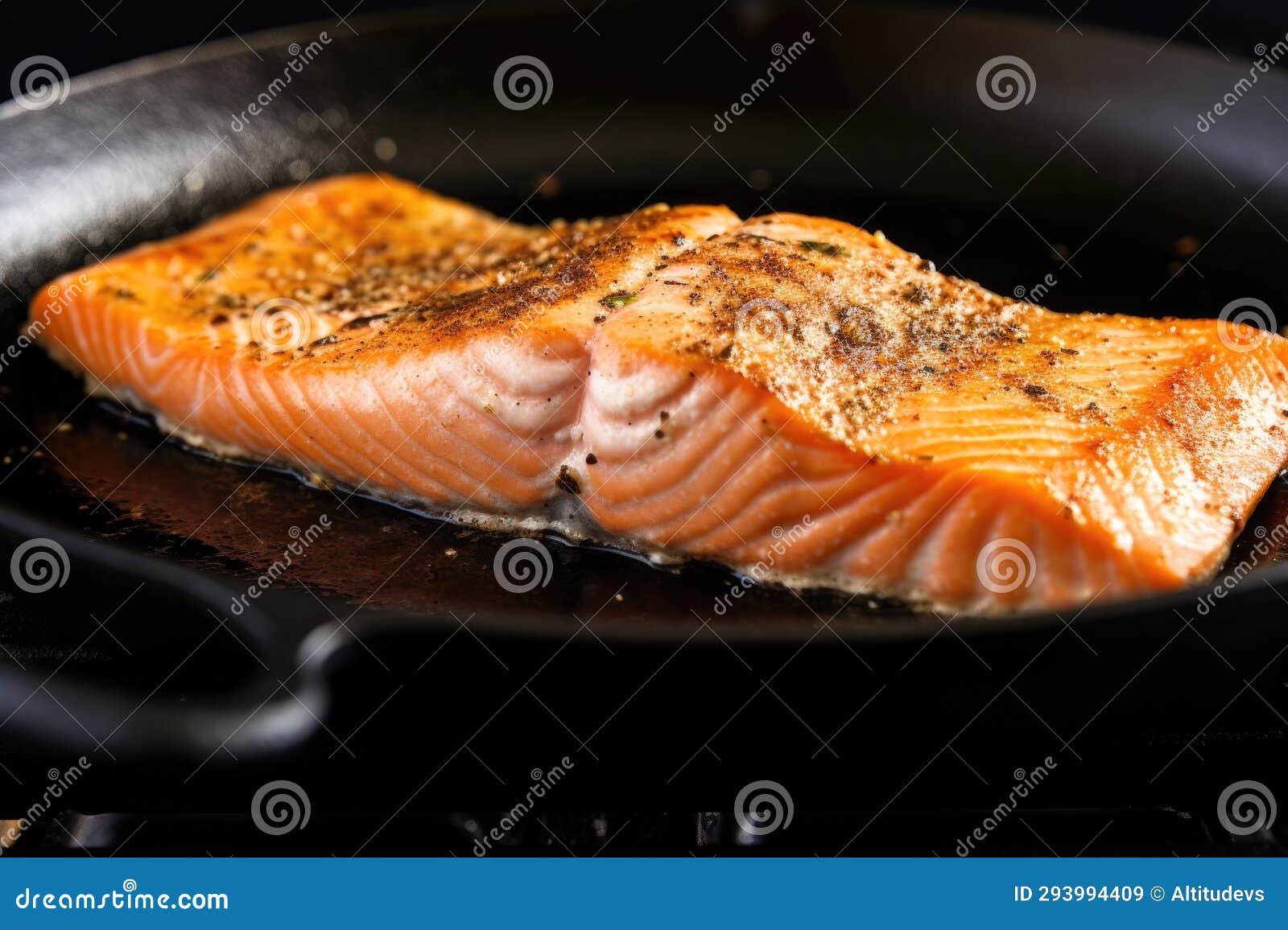 Close-up of a Pan-seared Salmon Fillet Stock Image - Image of delicious ...