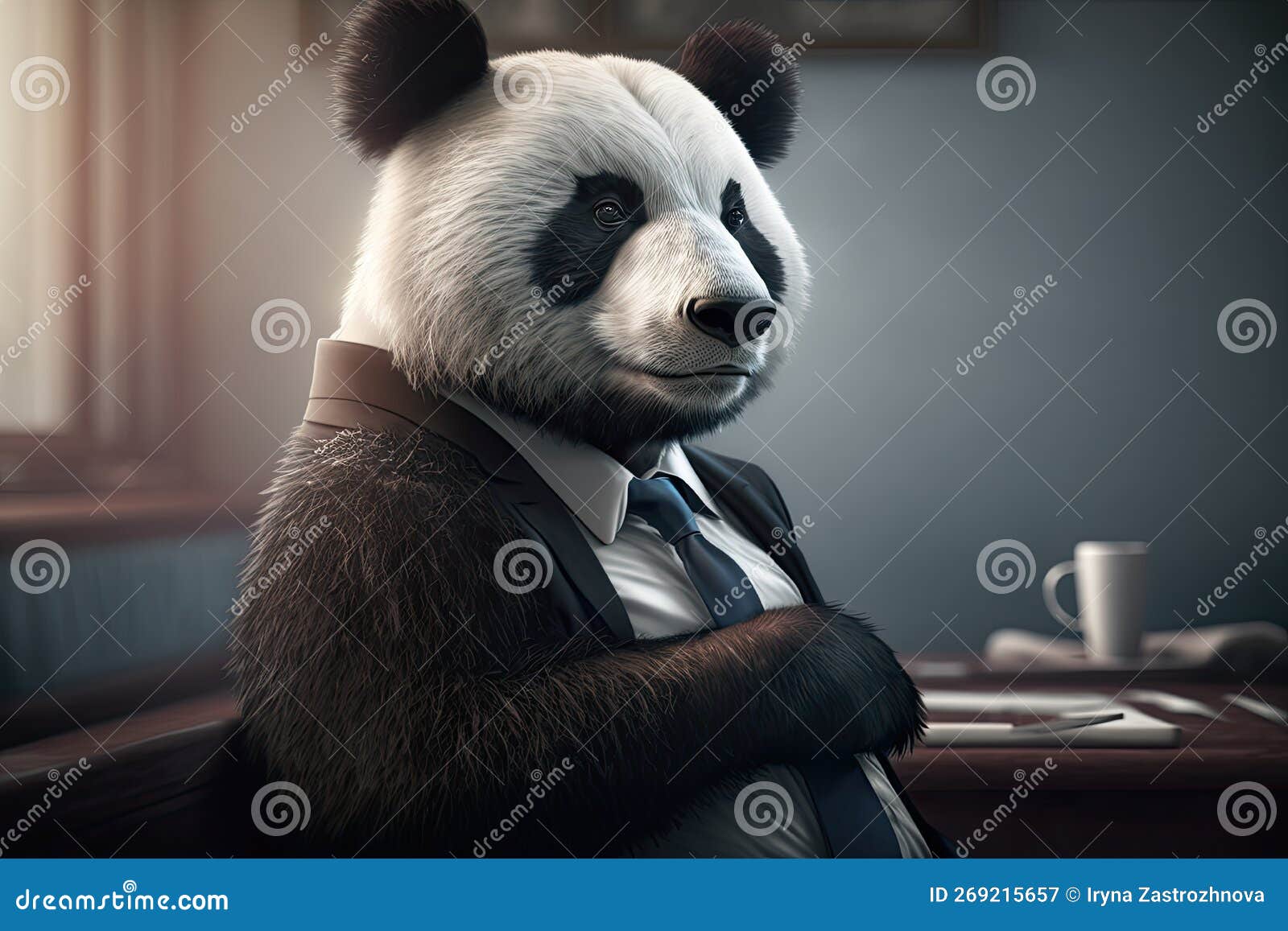 Close-up, Panda in a Business Suit. Generative Ai Stock Illustration ...