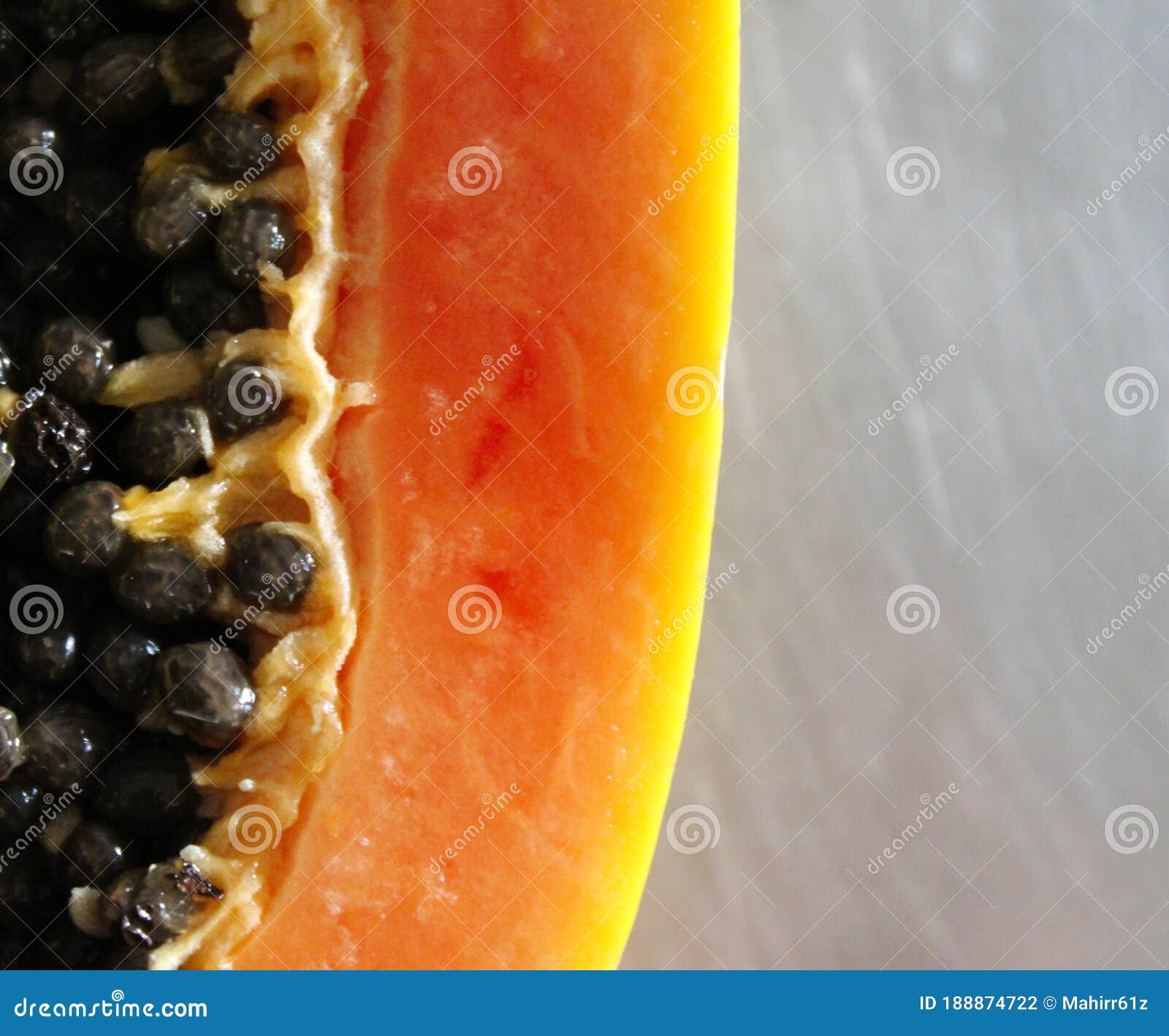 Close Up of Papaya Fruit on the Kitchen Table. Macro Papaya Fruits ...