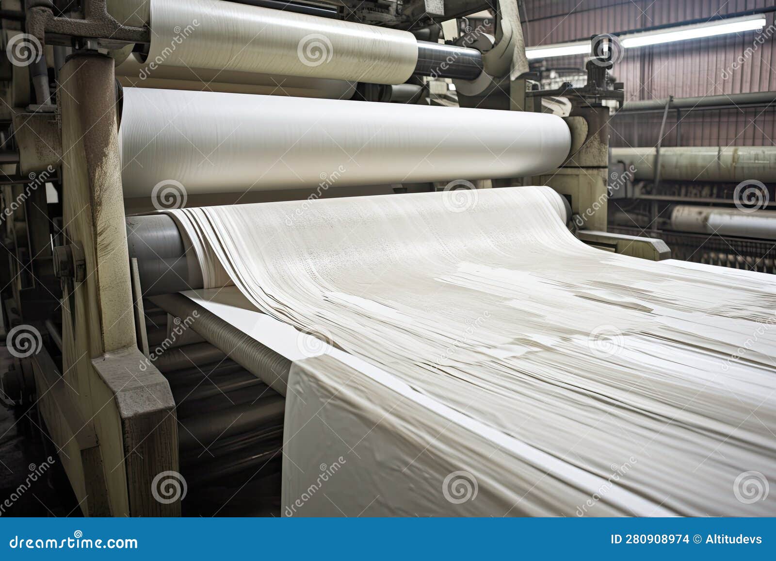 Close-up of Paper Being Pressed into Sheets in Pulp and Paper Plant ...