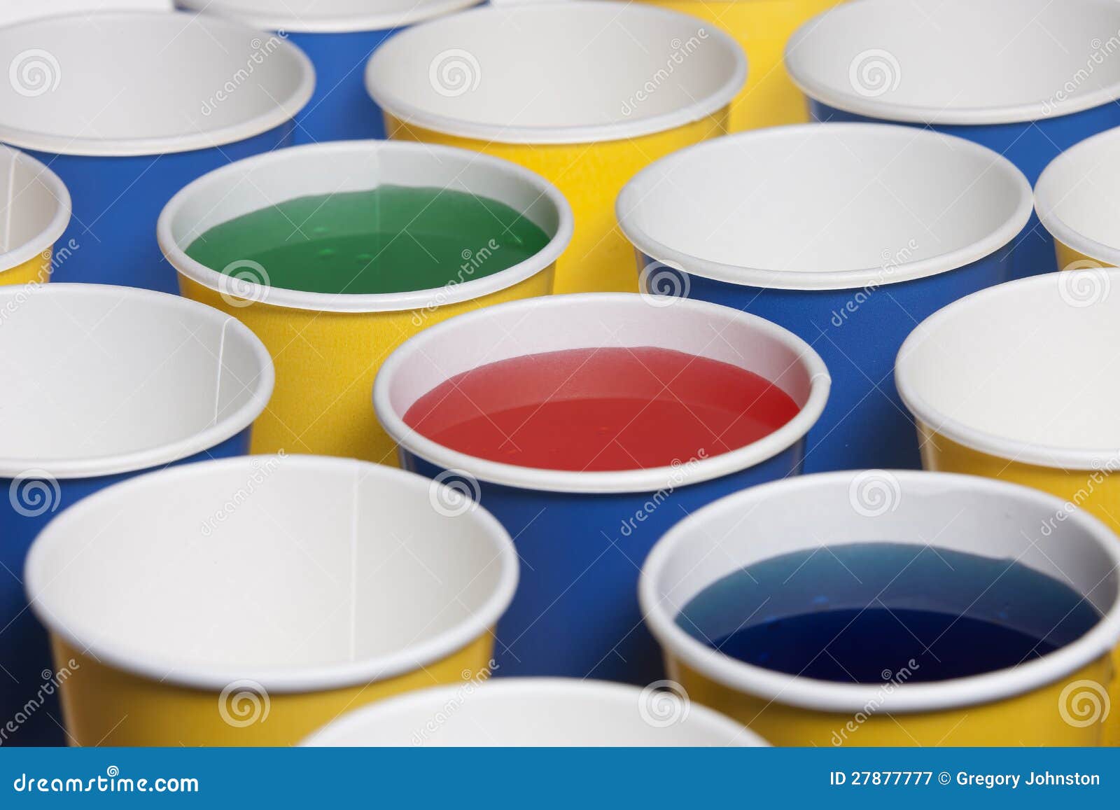 Close Up of Paper Cups with Liquid. Stock Image - Image of studio, blue ...