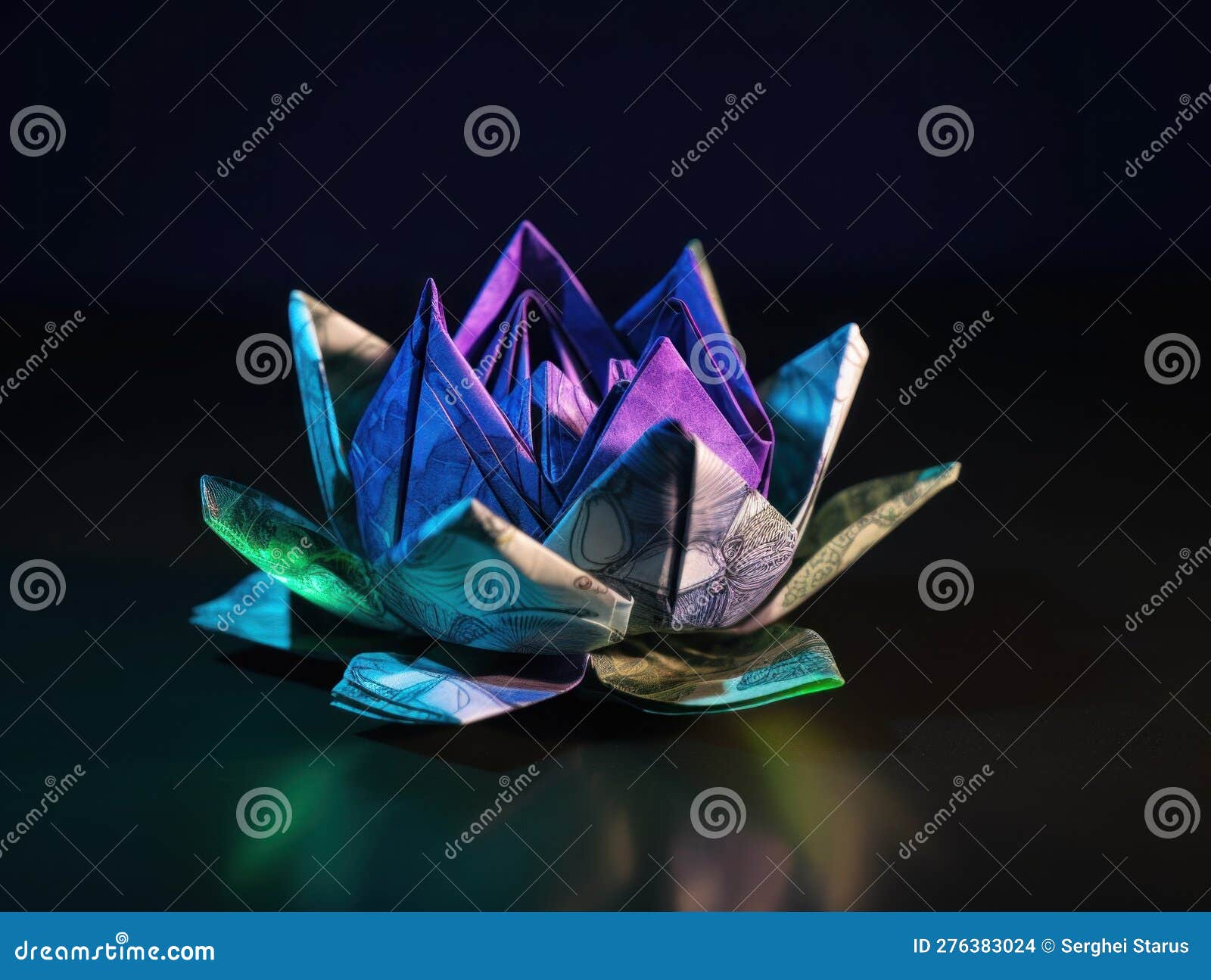 A Close Up of a Paper Flower on a Table Made of Banknotes. AI ...