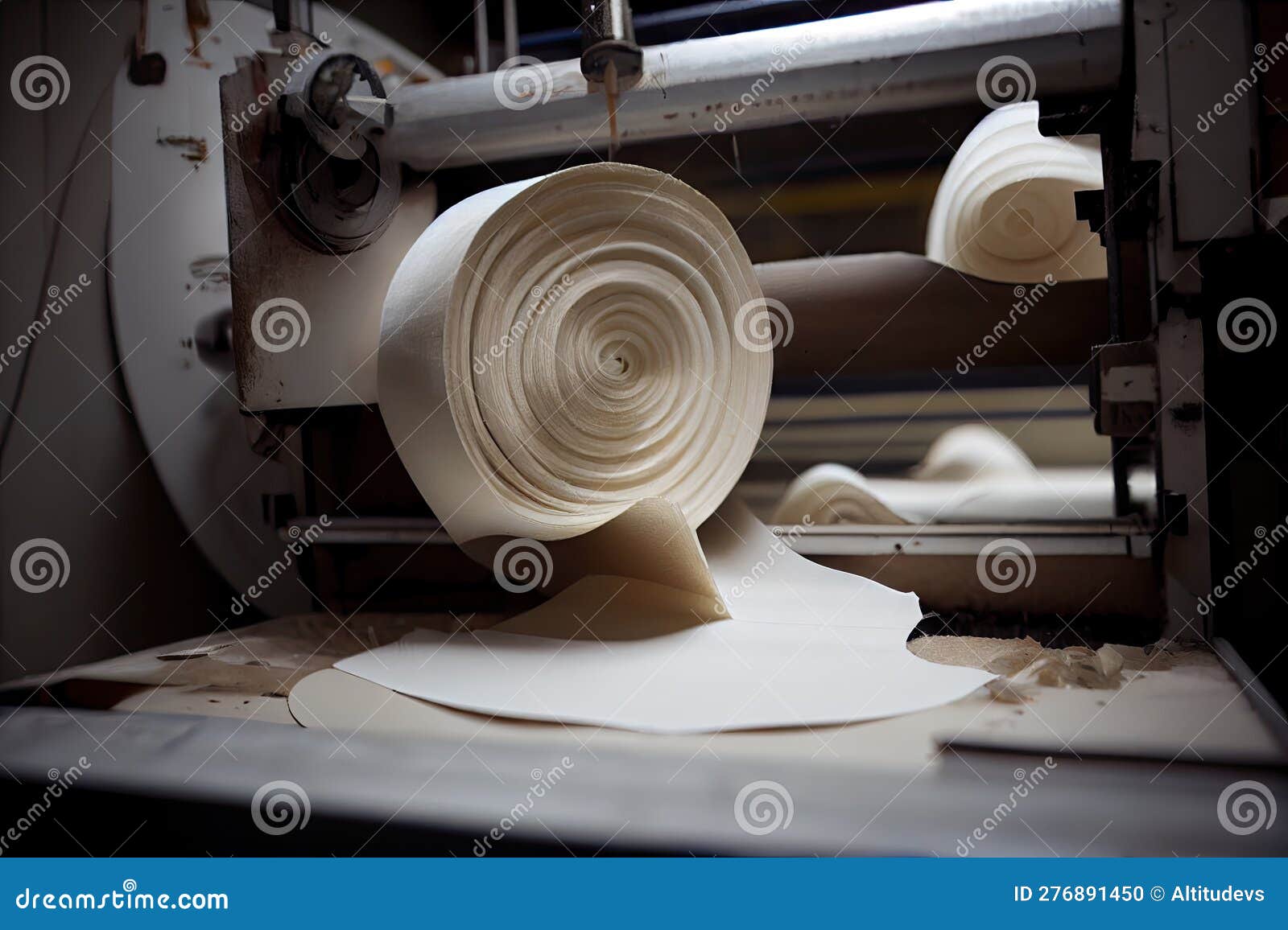 Close-up of Paper Making Process, with Rolls of Paper Being Pulled and ...