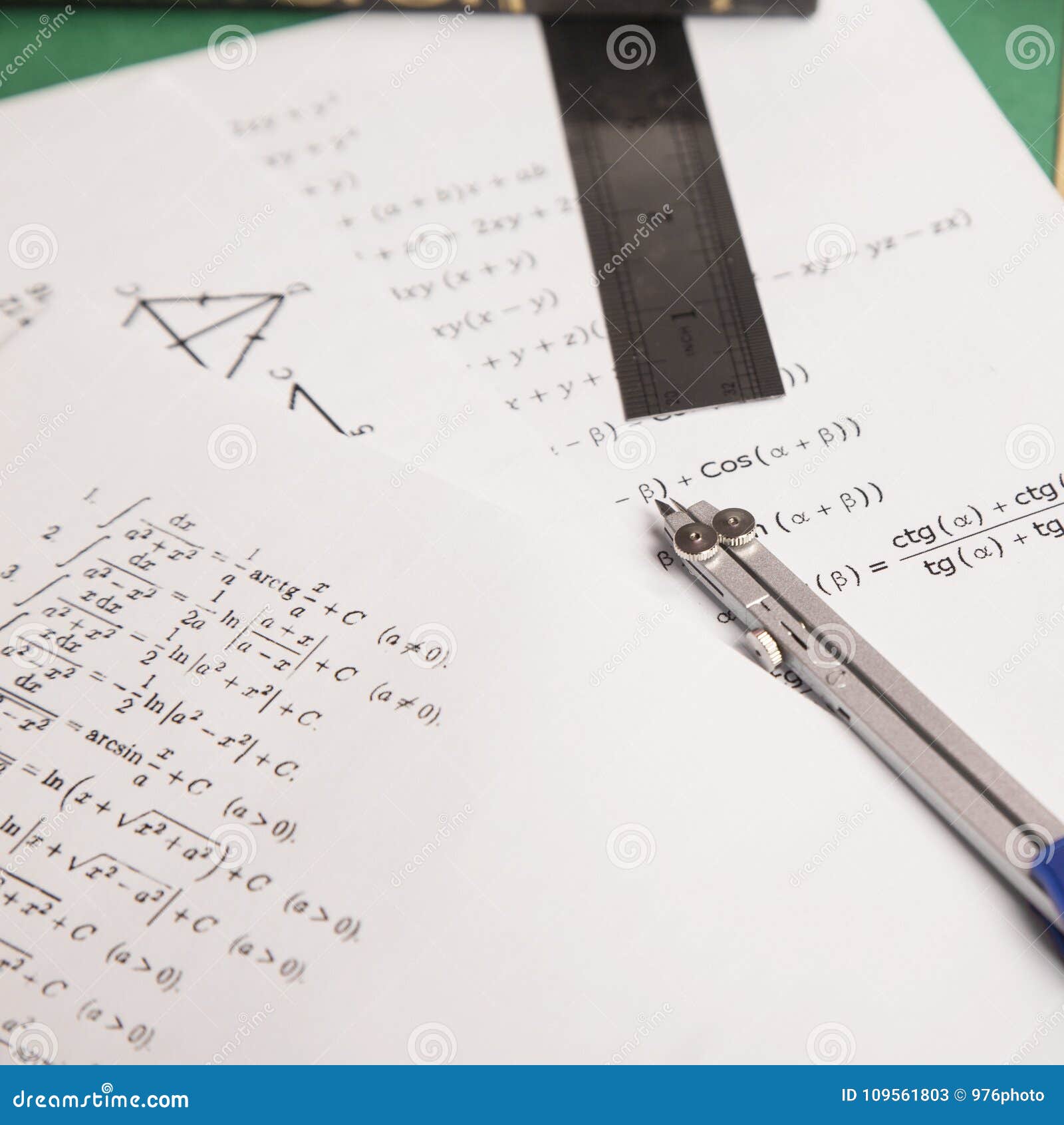 Math Concept on Green Paper Background Stock Image - Image of ...