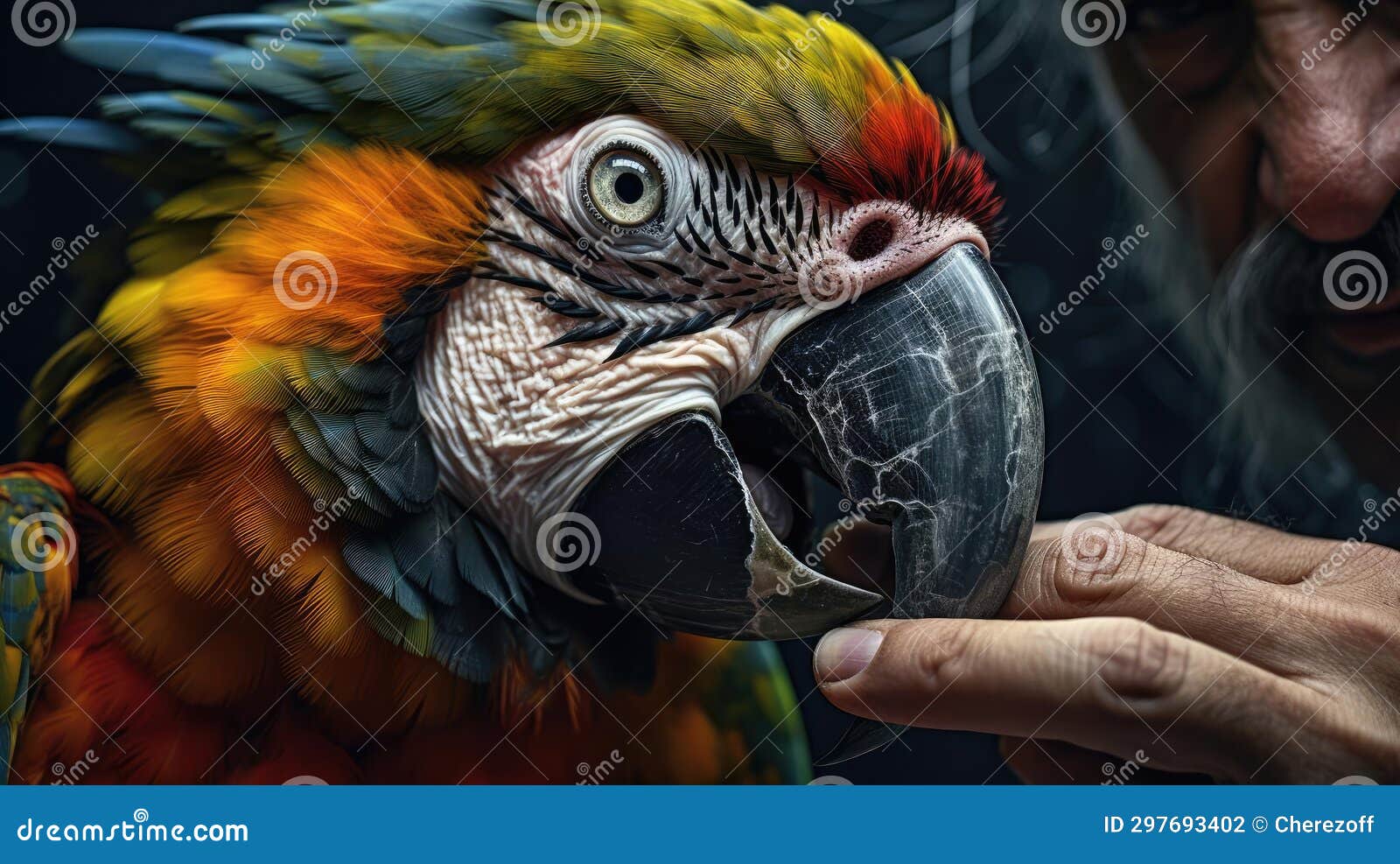Close-up of parrot face stock photo. Image of green - 297693402