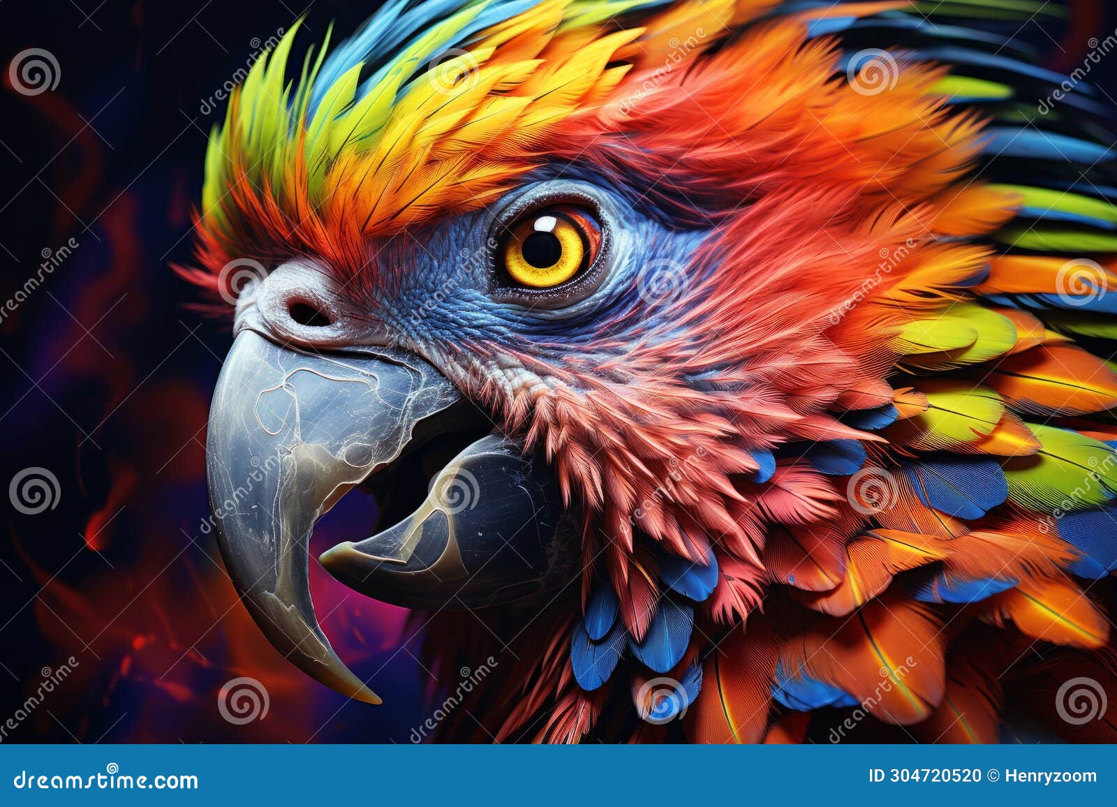 Close-up of a Parrot S Head, a Beautiful Multi-colored Parrot Stock ...