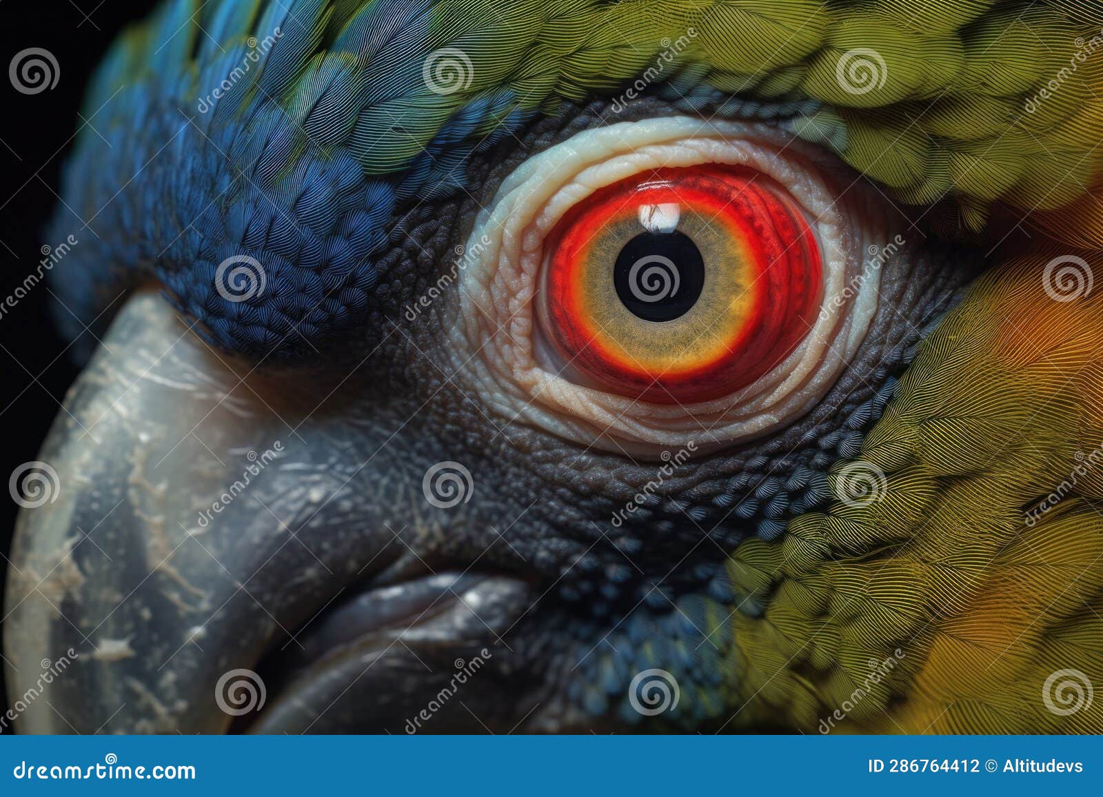 Close-up of Parrots Eye while Preening Its Feathers Stock Illustration ...