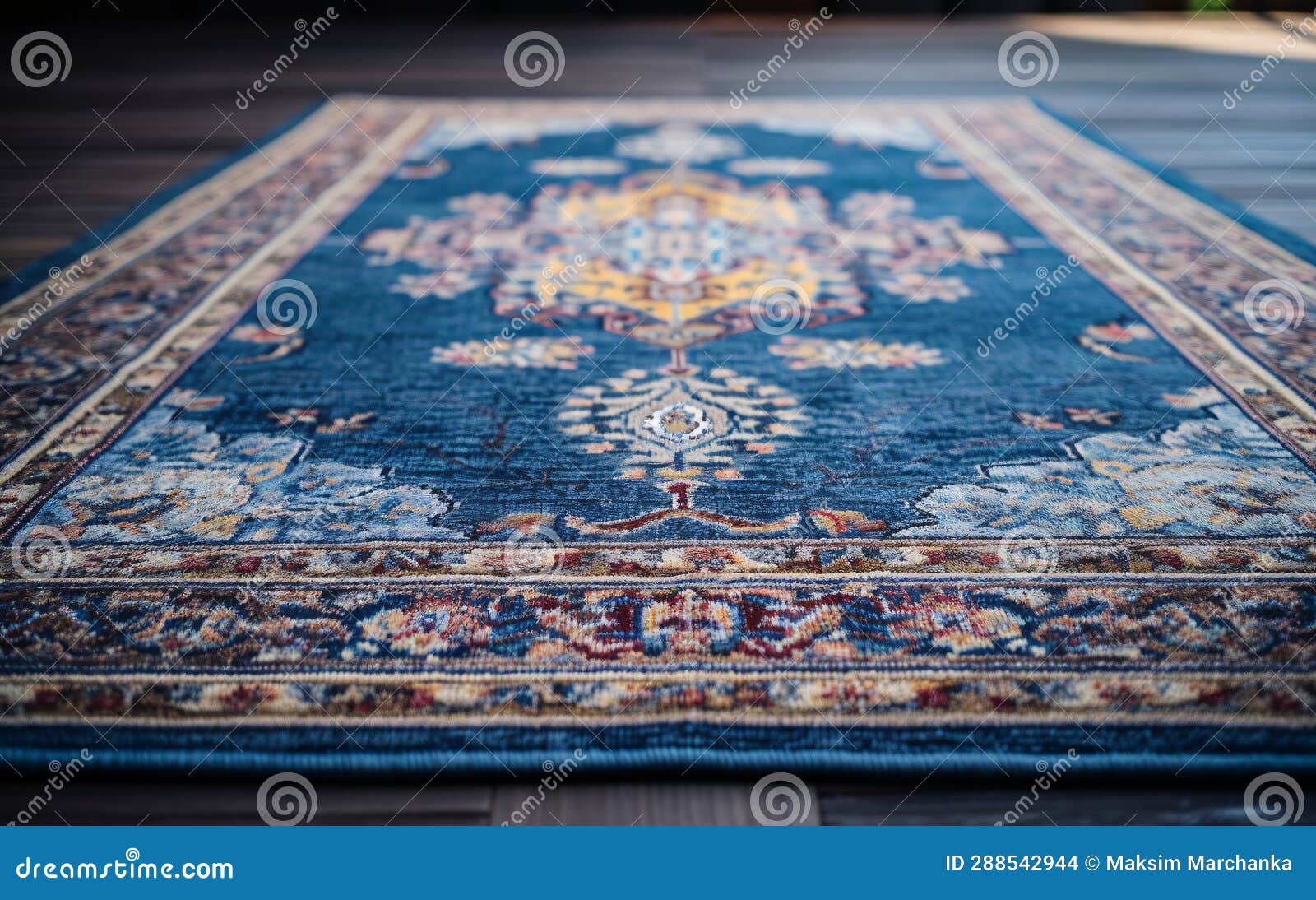 Close-up Part of a Blue Persian Carpet on the Floor Stock Photo - Image ...