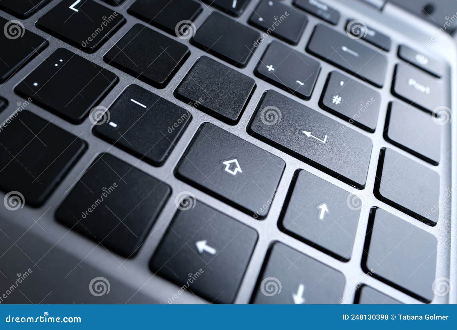 Close-up Part of a Laptop, Black Keyboard of a Laptop Computer, Buttons ...