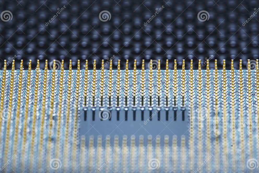 Close-up of a Part of a Microprocessor in Soft Focus Under High ...