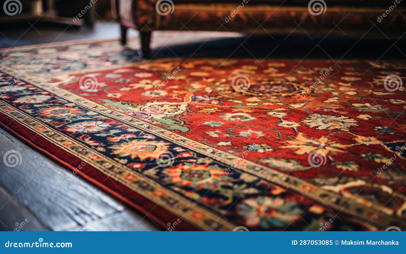 Close-up Part of a Red Persian Carpet on the Floor Stock Image - Image ...