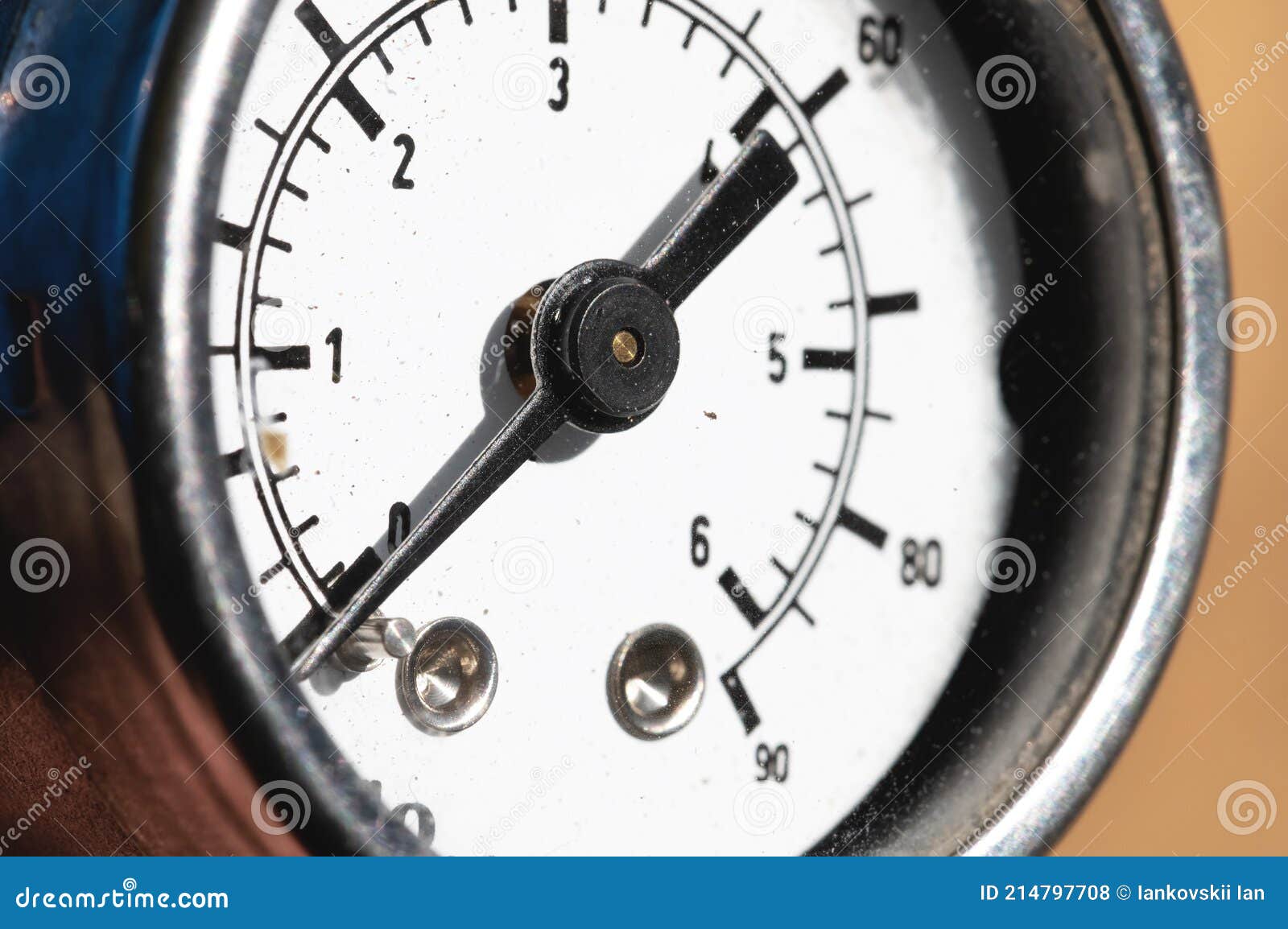 A Close-up of a Part of the White Dial of an Old Manometer with an ...