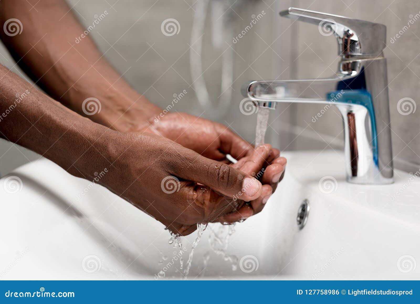 Close-up Partial View of African American Man Washing in Bathroom Stock ... Close-up Partial View of African American Man Washing in Bathroom Stock ...