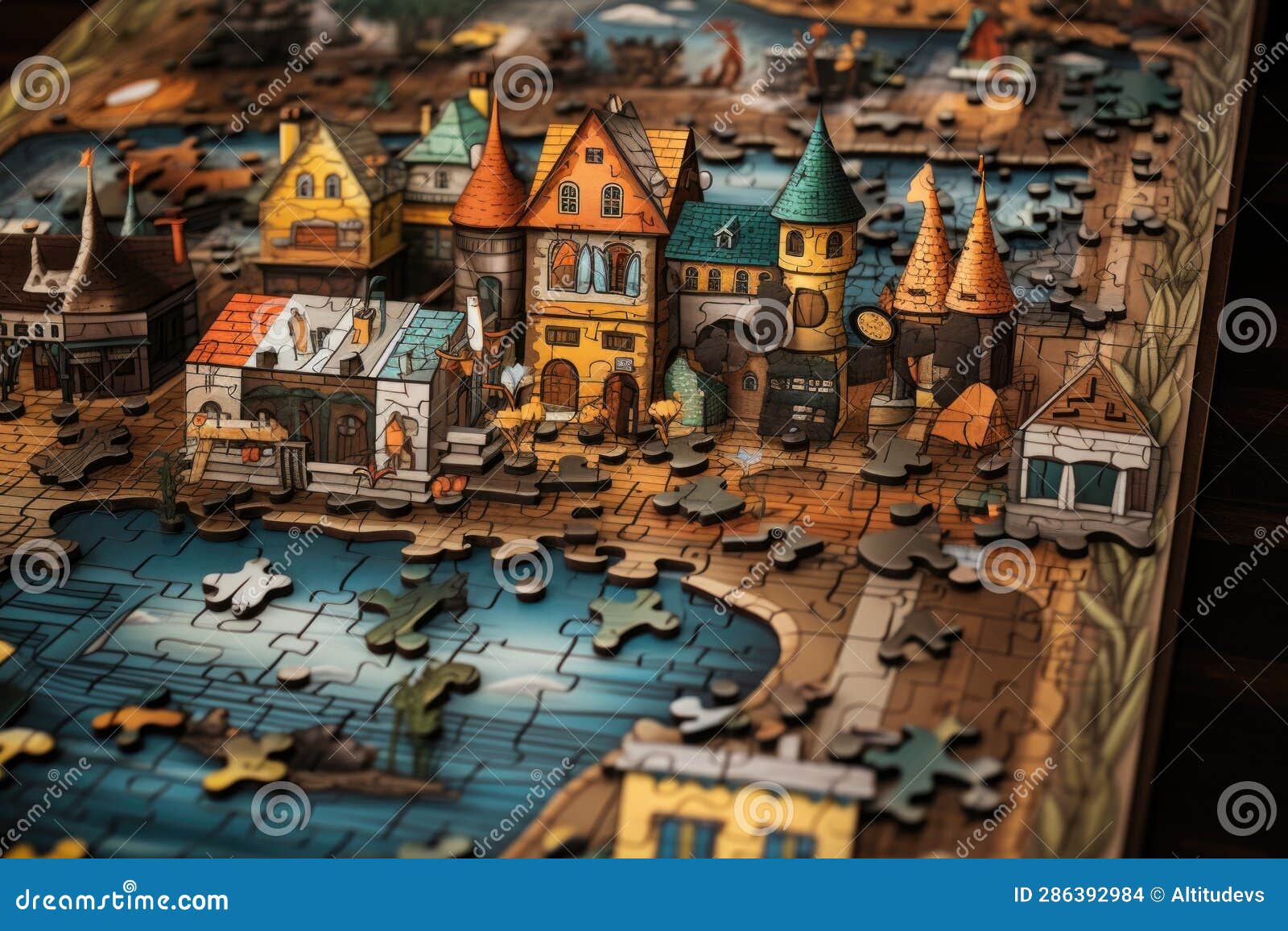 Close-up of a Partially Assembled Puzzle Stock Photo - Image of ...
