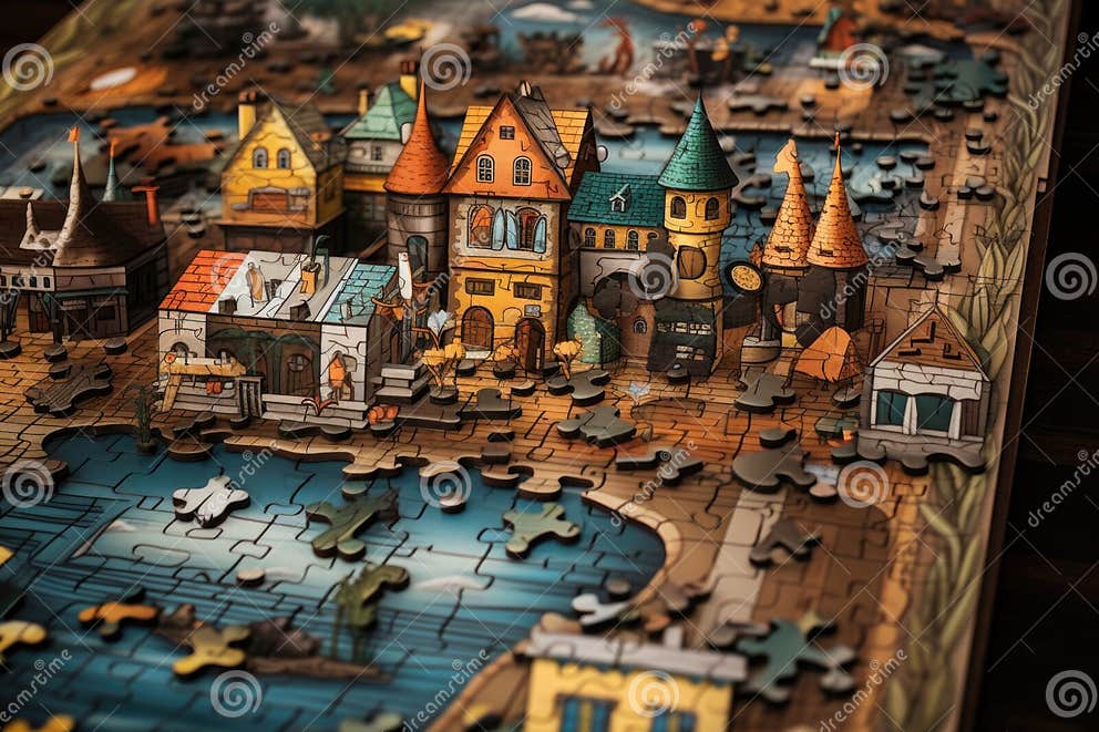 Close-up of a Partially Assembled Puzzle Stock Photo - Image of ...