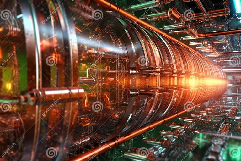 Close-up of Particle Accelerators Inner Structure Stock Illustration ...