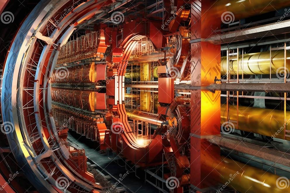 Close-up of Particle Accelerators Inner Structure Stock Illustration ...