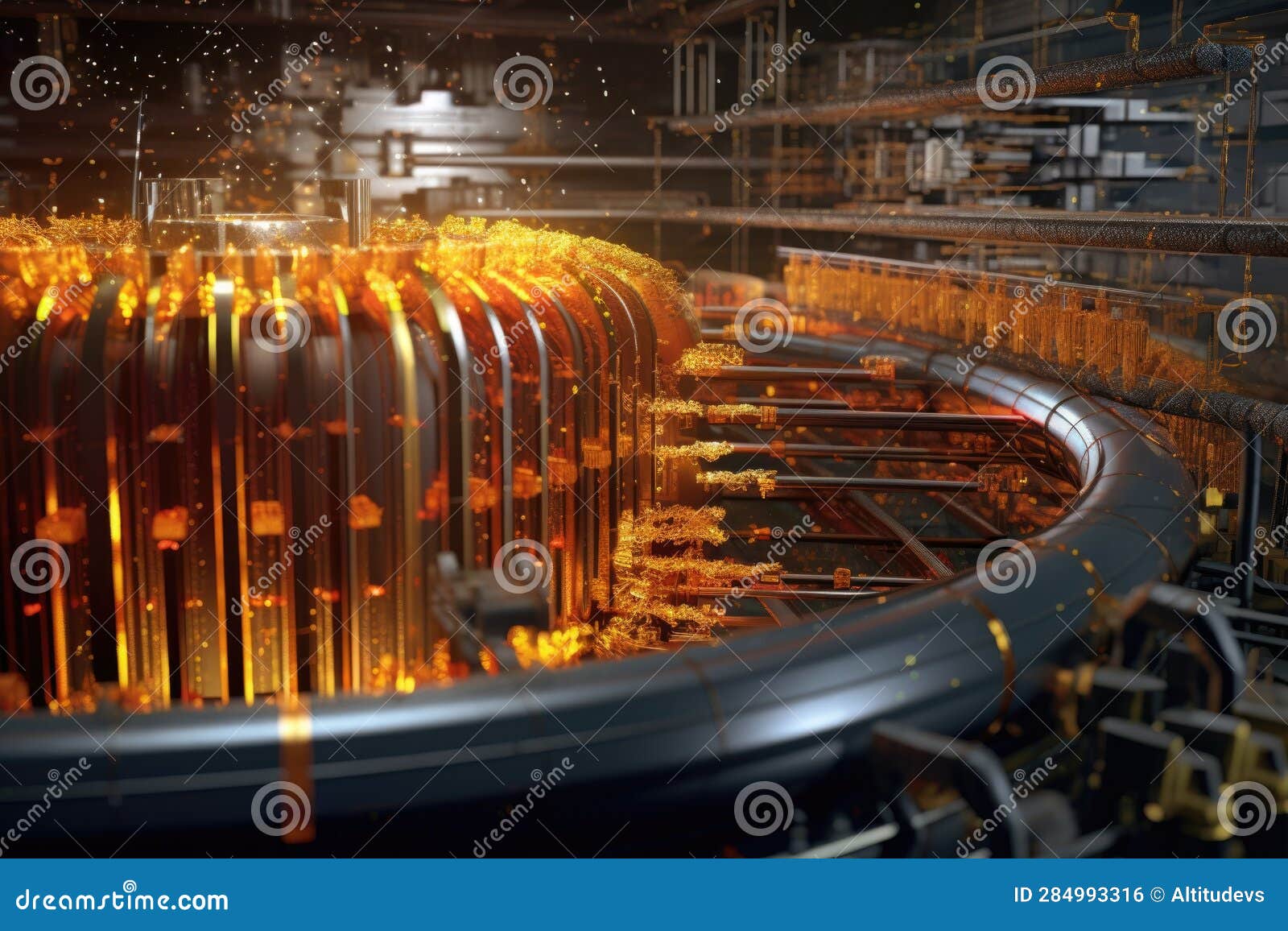 Close Up Of Particle Accelerators Inner Structure Stock Illustration Illustration Of