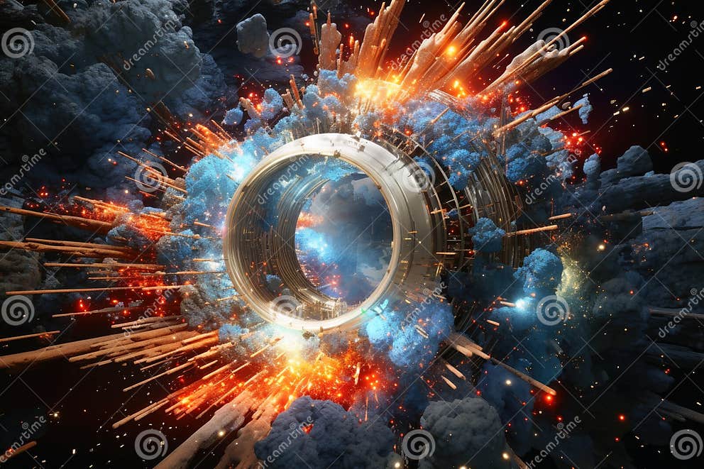 Close Up of Particles Exploding at a Particle Collider Stock Photo ...