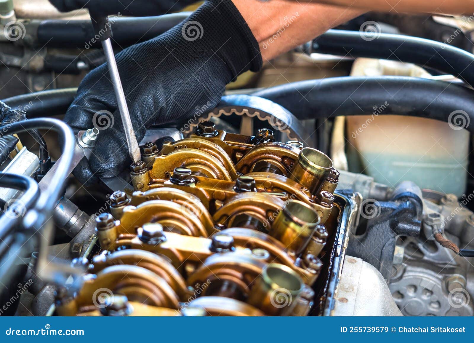 Close Up of Parts in Engine Head for Adjust Valve Engine Stock Image ...