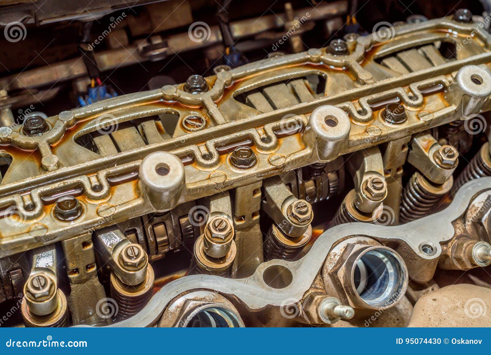 Close Up of Parts in Engine Head Stock Photo - Image of mechanic ...