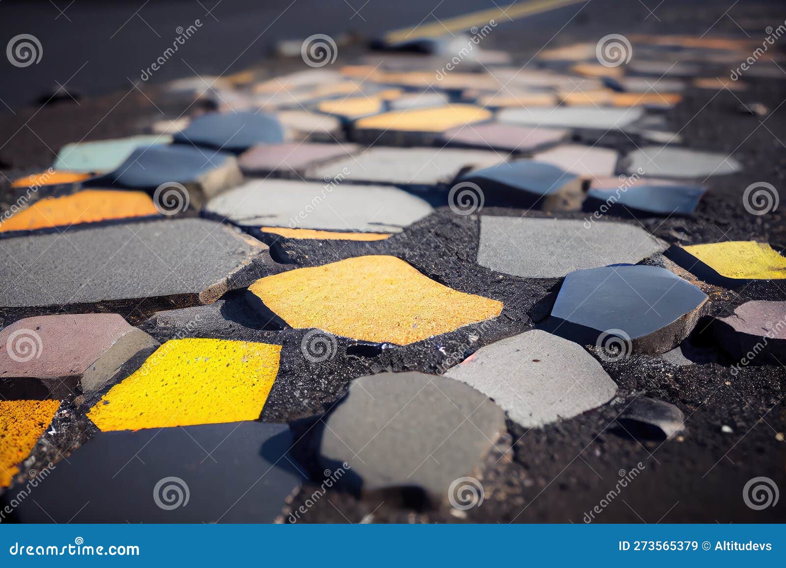 Close-up of a Patchwork of Road Surfaces in Various Stages of Repair ...