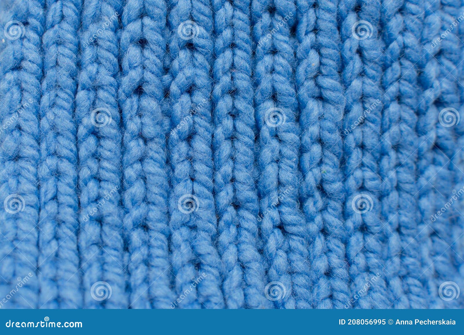 Close-up Pattern, Knitted with Blue Threads. Horizontal Photo Stock ...
