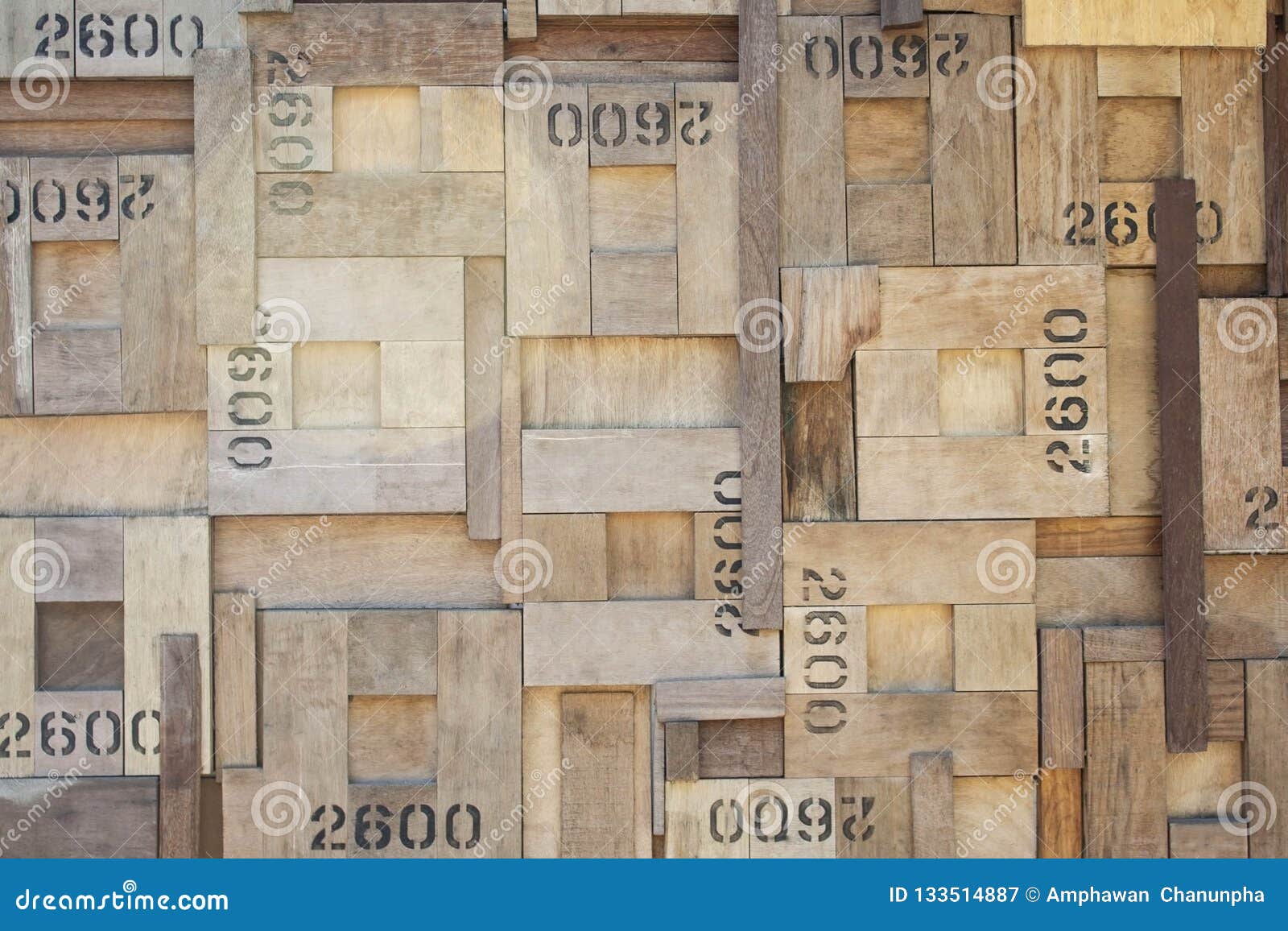 Pattern of Wooden Squares Wall with Figures Stock Image - Image of ...