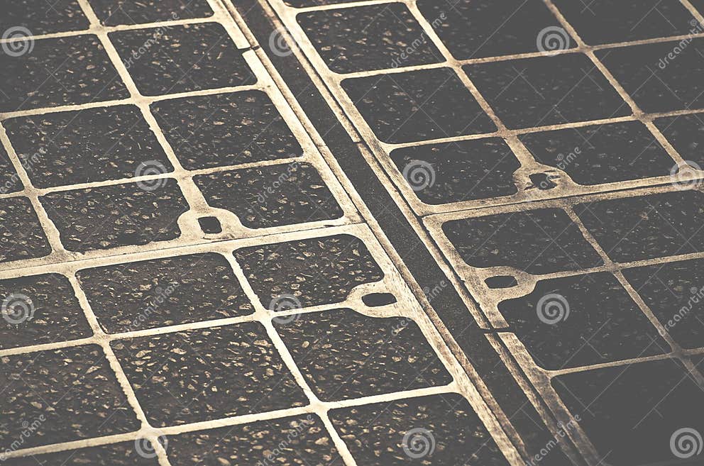 Close Up on Pavement, Manchester Stock Image - Image of groove, iron ...