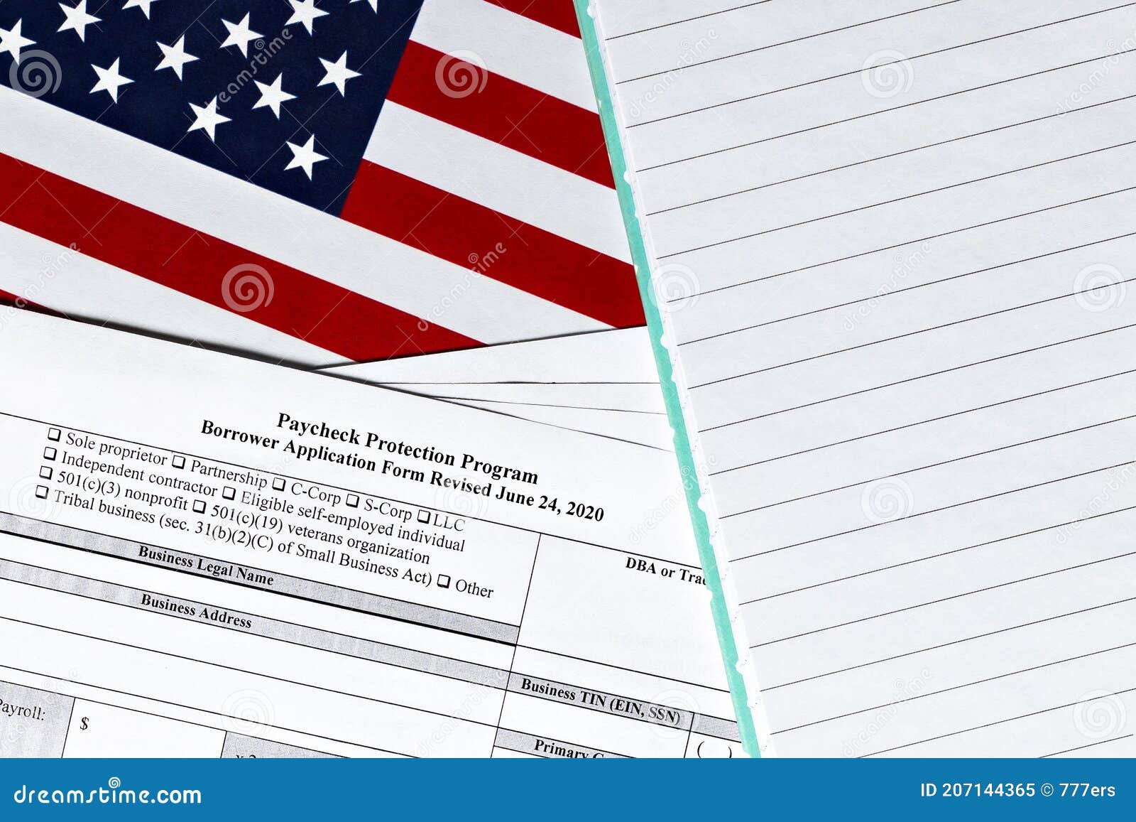 Close-up of Paycheck Protection Program Borrower Application Form ...