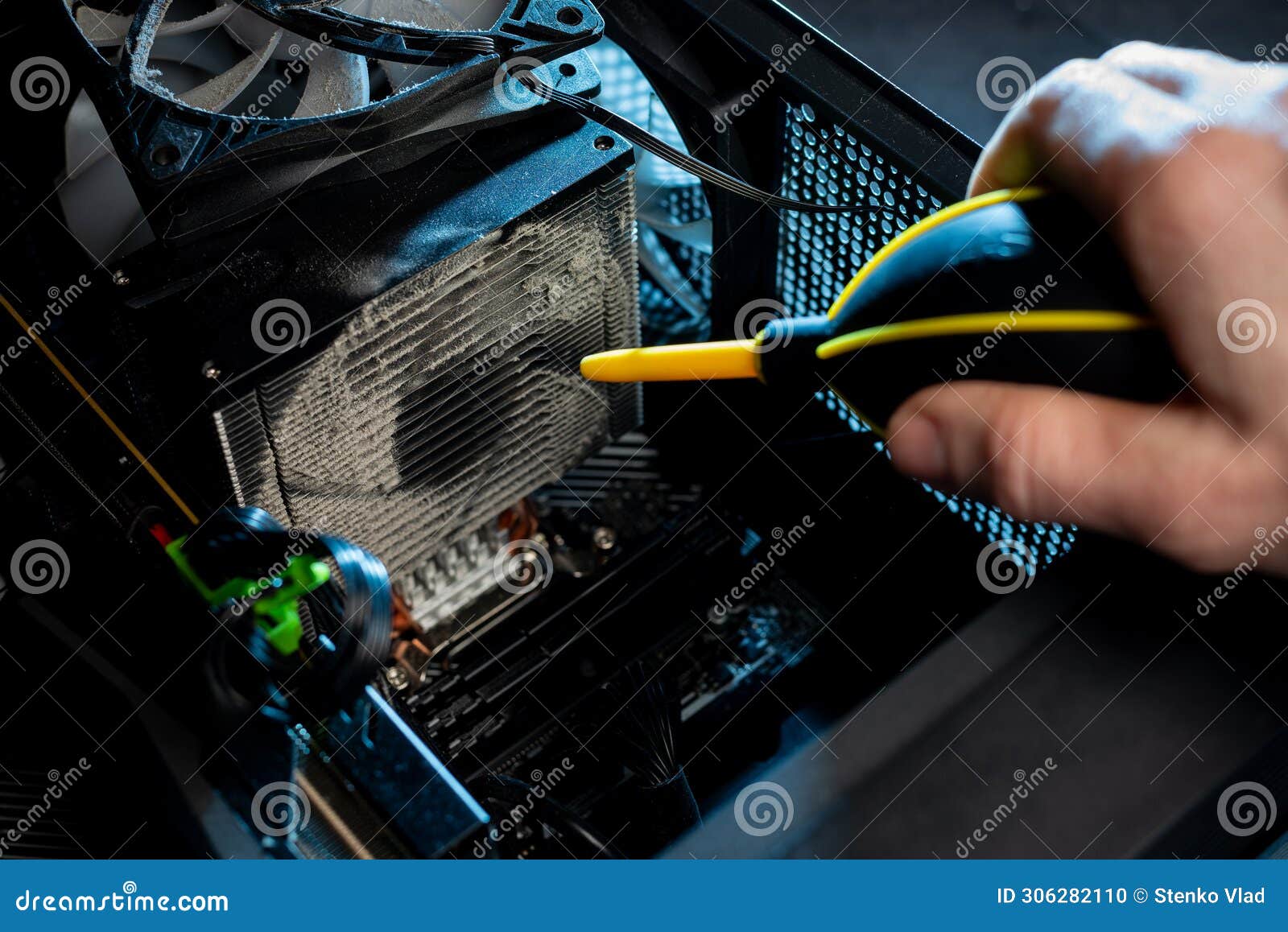 Close-up of a PC Cooling System, a Dirty Radiator from a Computer Stock ...