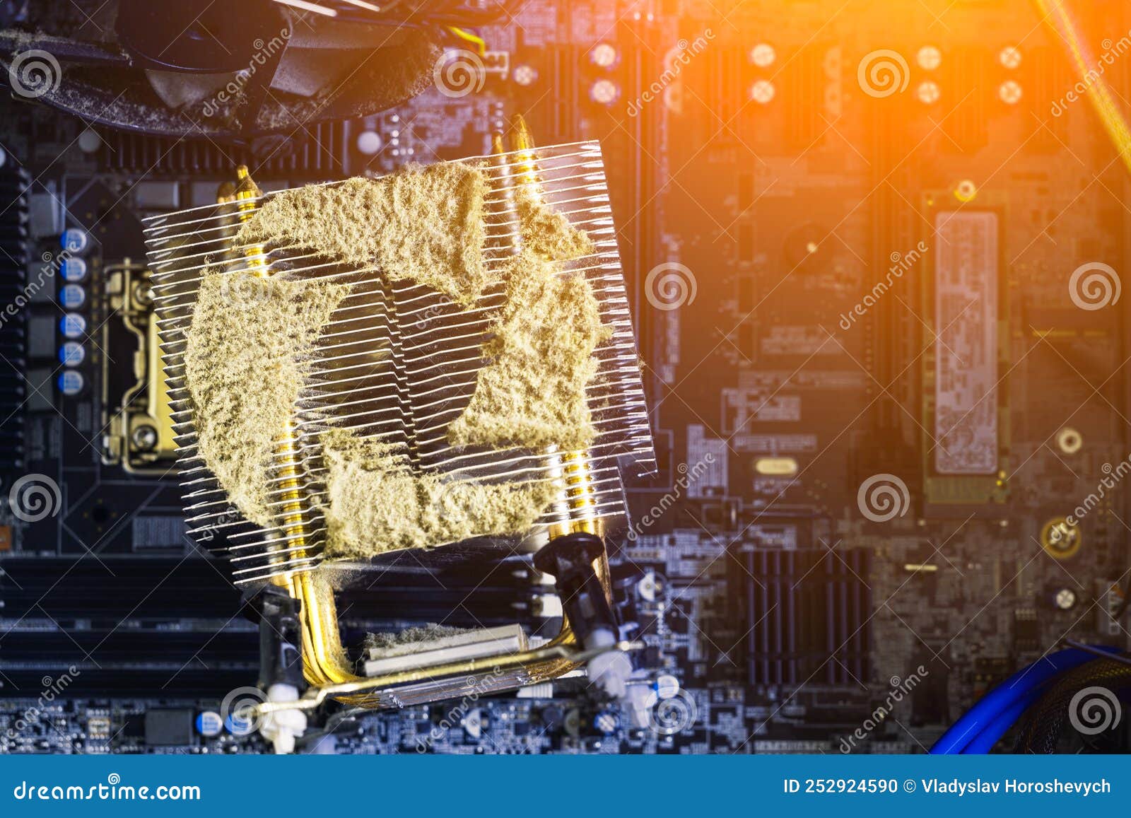 Close-up of a PC Cooling System, a Dirty Radiator from a Computer Stock ...