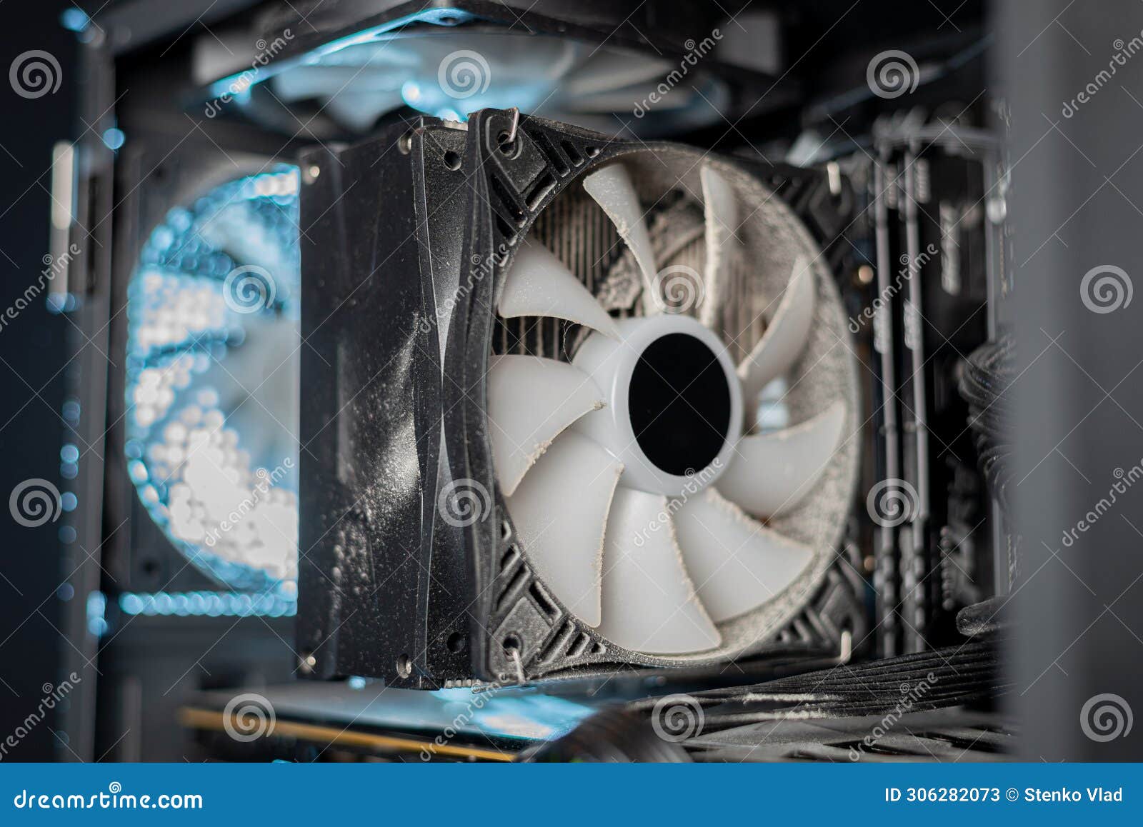 Close-up of a PC Cooling System, a Dirty Radiator from a Computer Stock ...