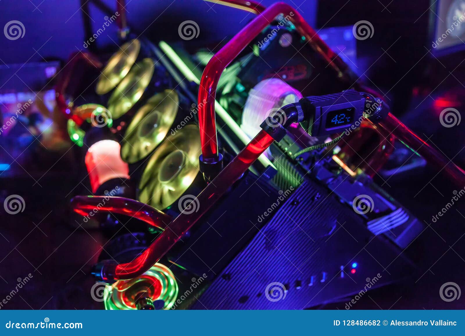 Close Up of Pc for Gaming with Colorful Led. Super Computer Stock Photo ...