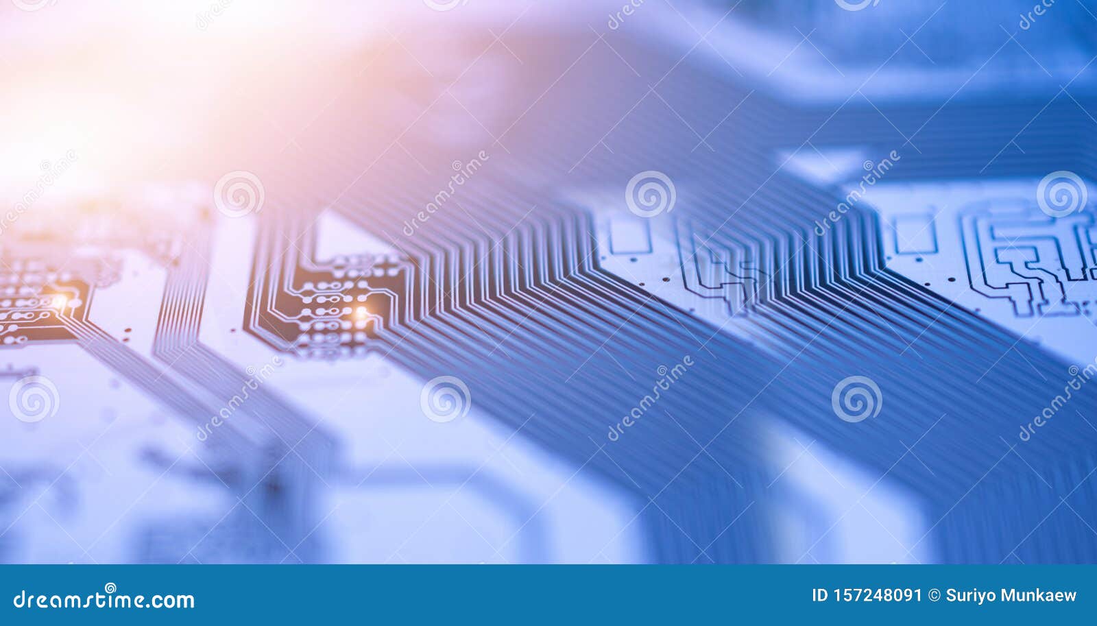 Close Up PCB Circuit Board Digital Technology Communication Data System ...