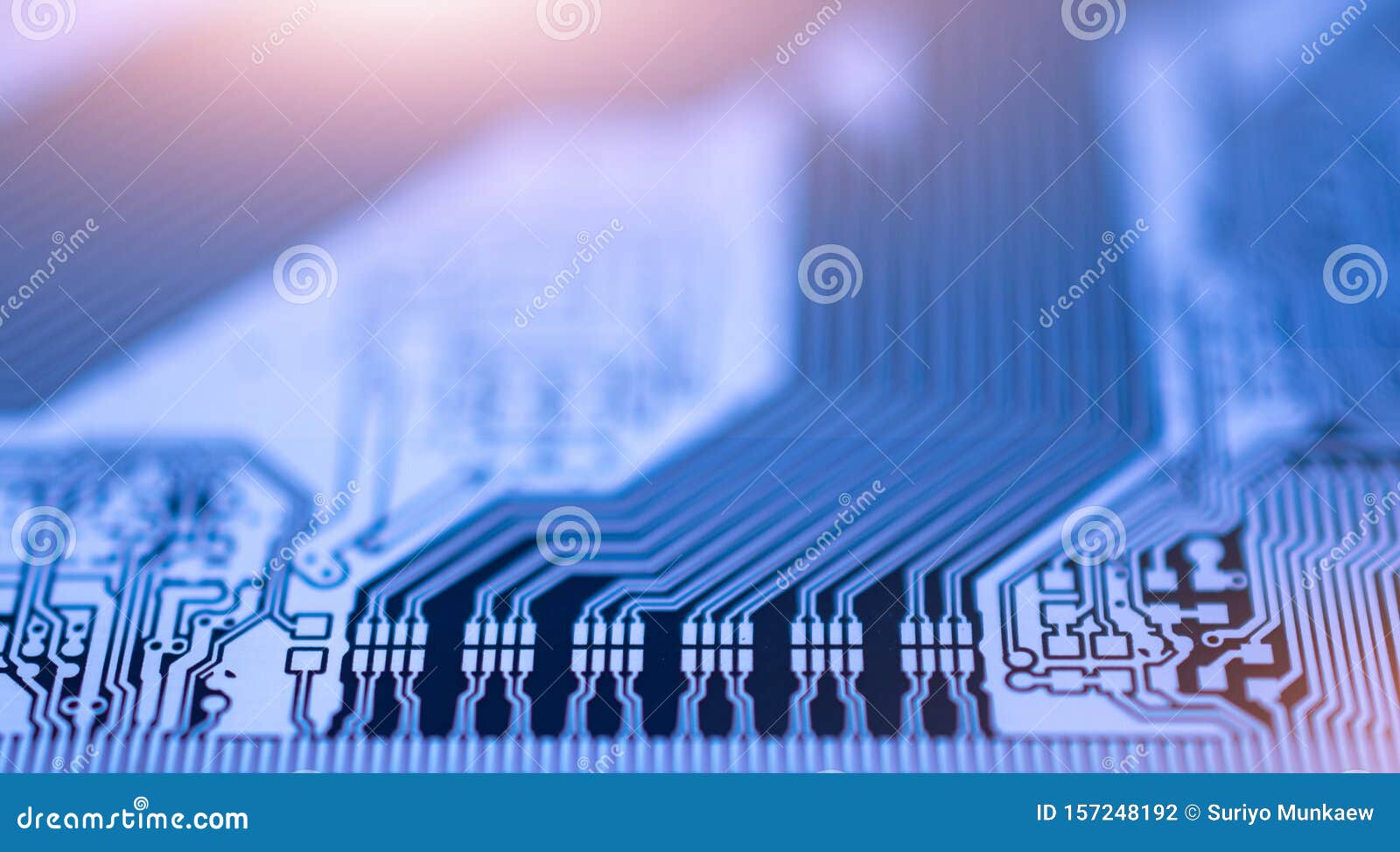 Close Up PCB Circuit Board Digital Technology Communication Data System ...