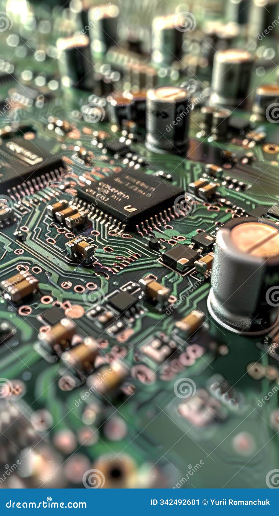 Close Up of a Pcb Showcasing Intricate Circuit Pathways and Solder ...
