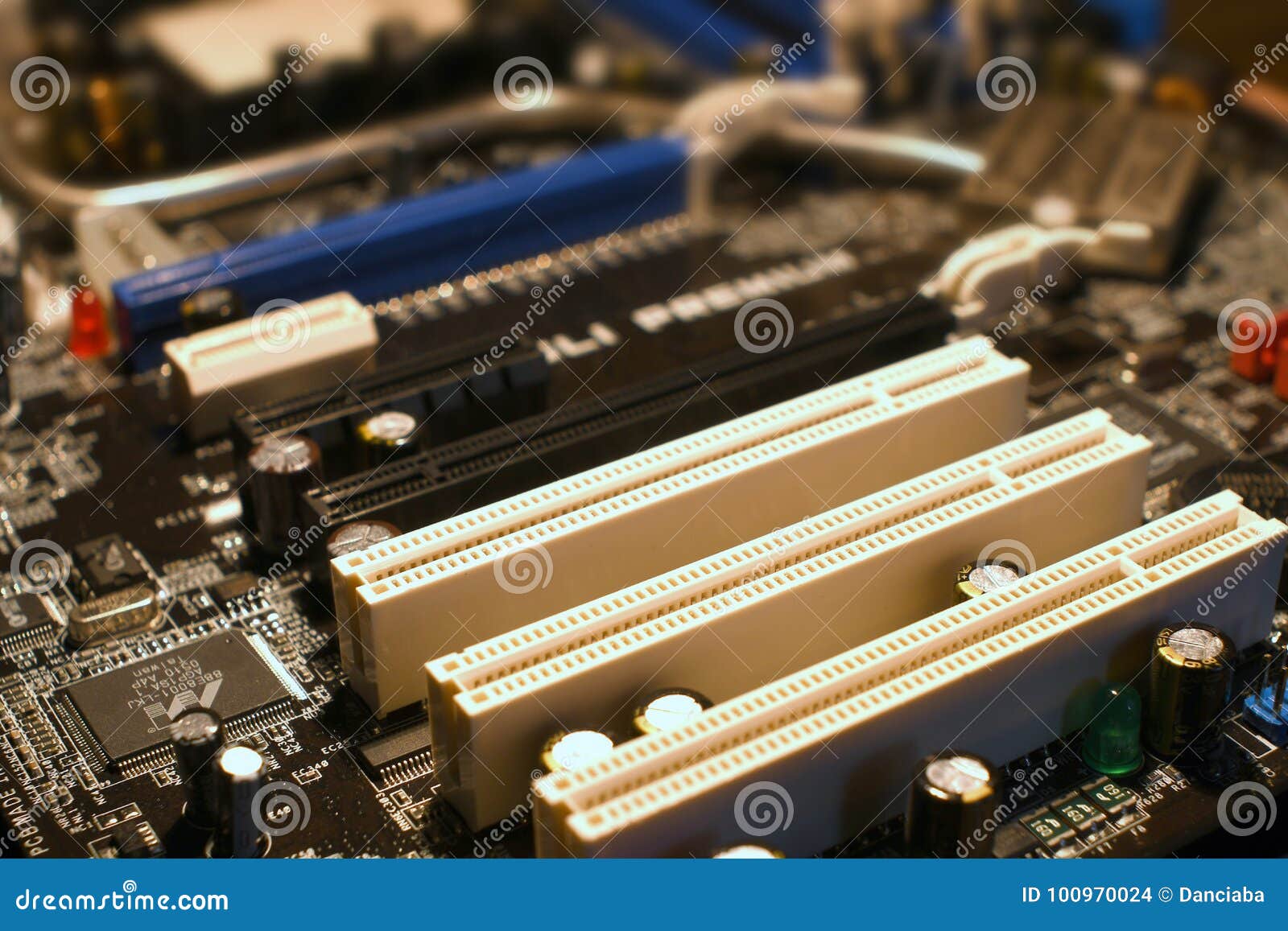 Close Up of PCI Slot on PC Motherboard PC Stock Photo - Image of ...